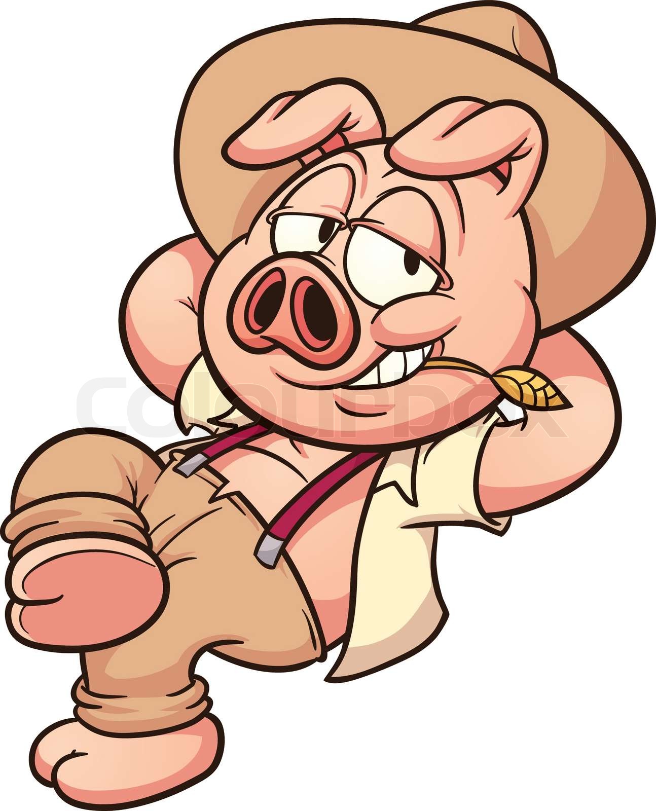 Lazy pig taking a break | Stock vector | Colourbox