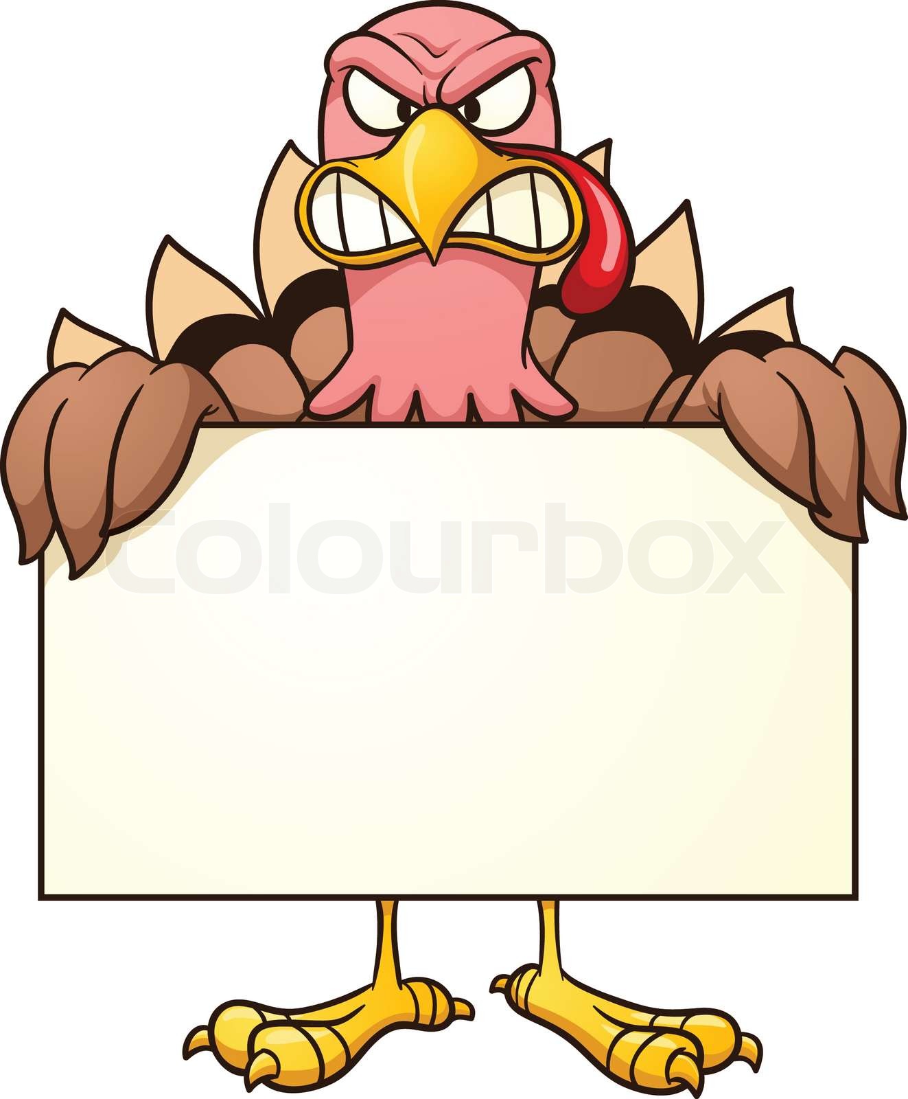 Angry turkey with sign | Stock vector | Colourbox