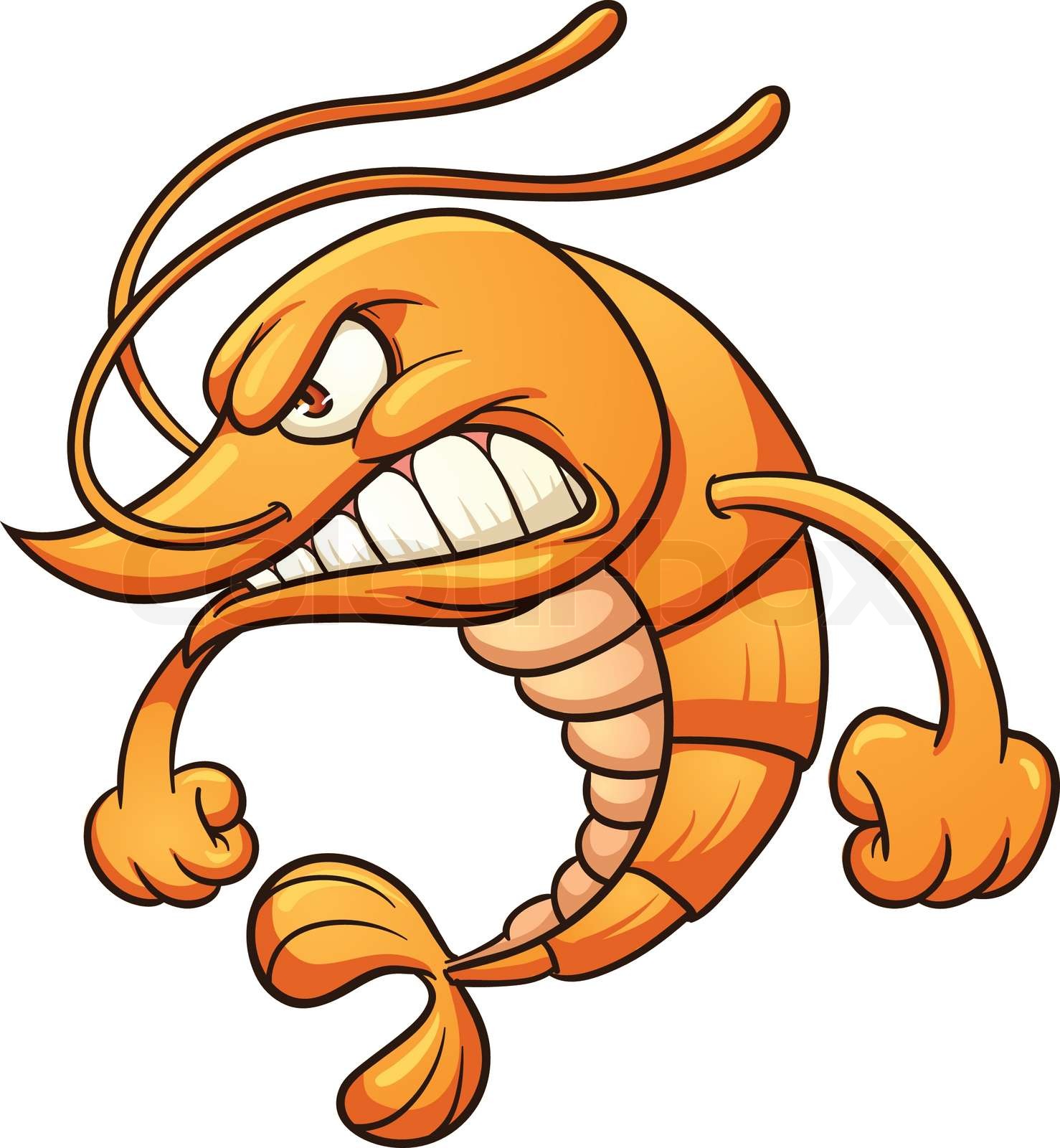 Angry cartoon shrimp | Stock vector | Colourbox