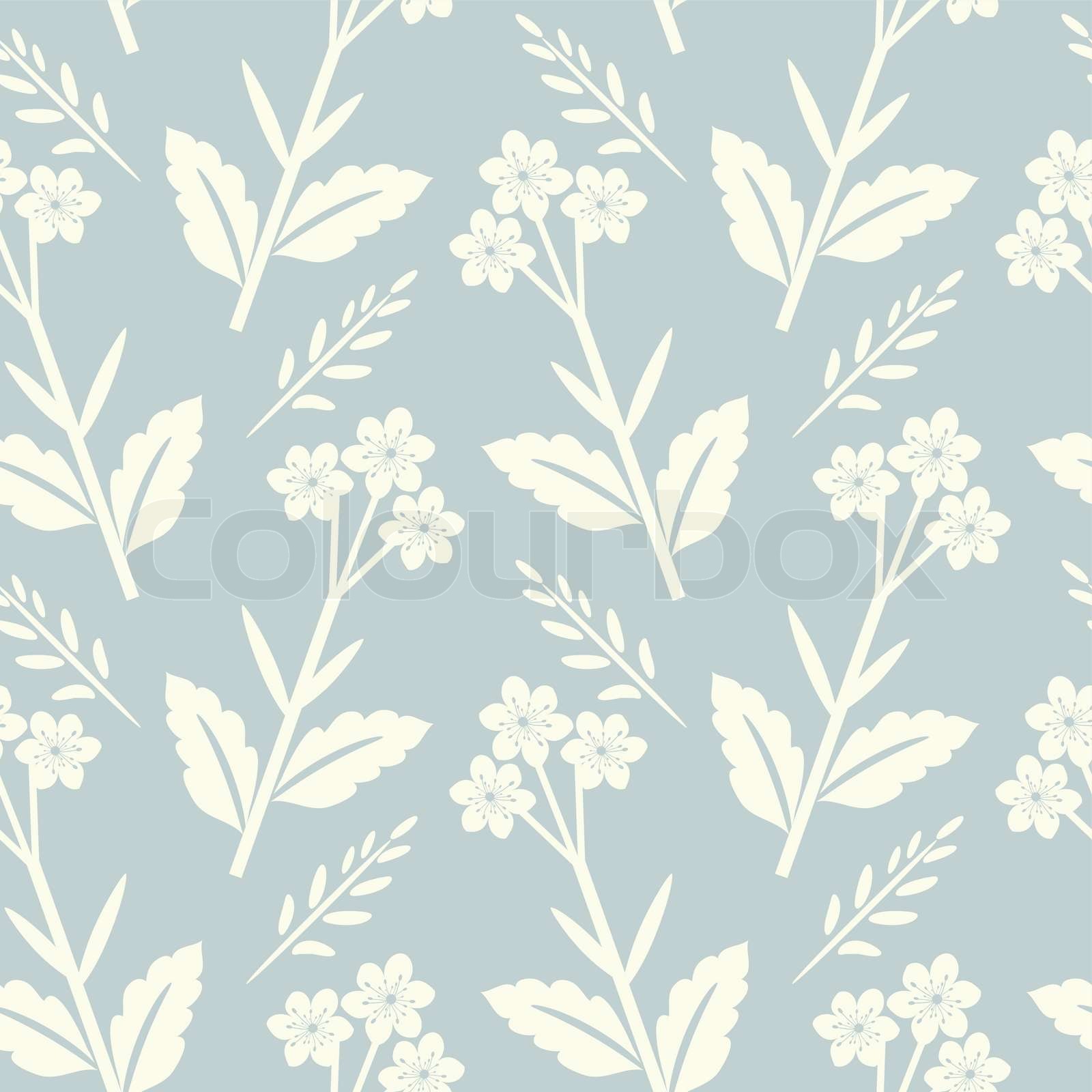 Seamless pastel blue floral pattern | Stock vector | Colourbox