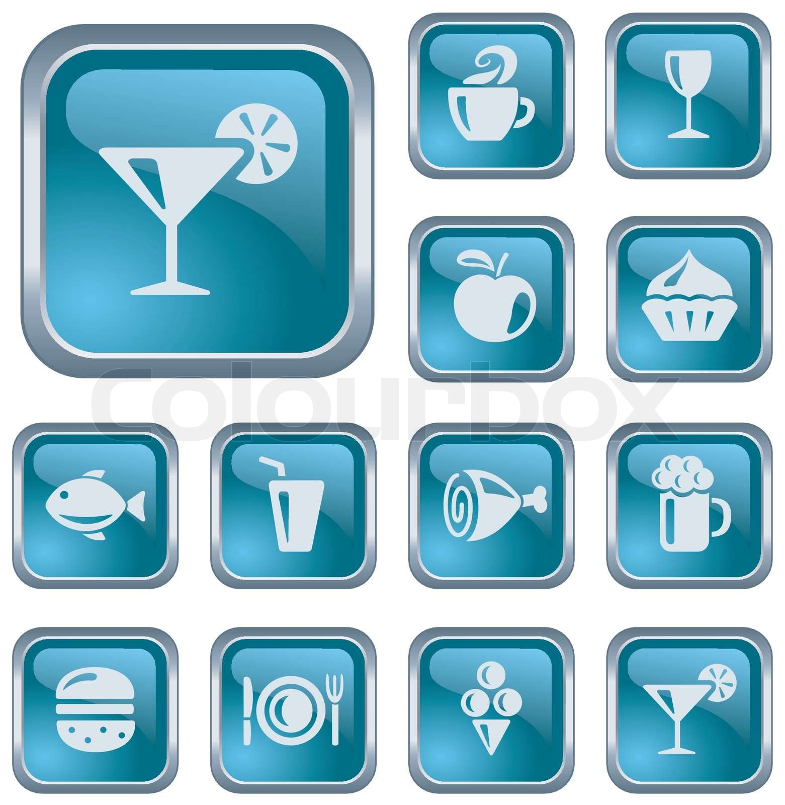 Food and drink buttons | Stock vector | Colourbox