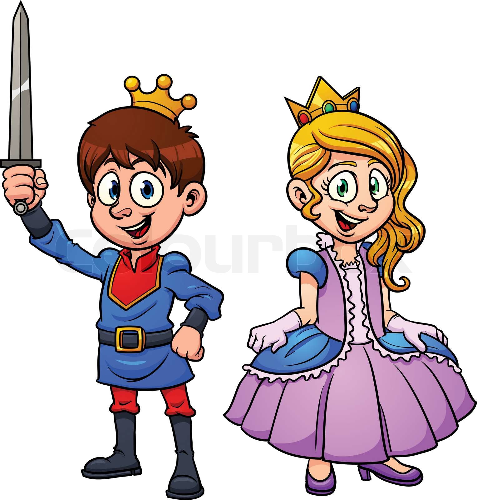 Cute cartoon prince and princess | Stock vector | Colourbox