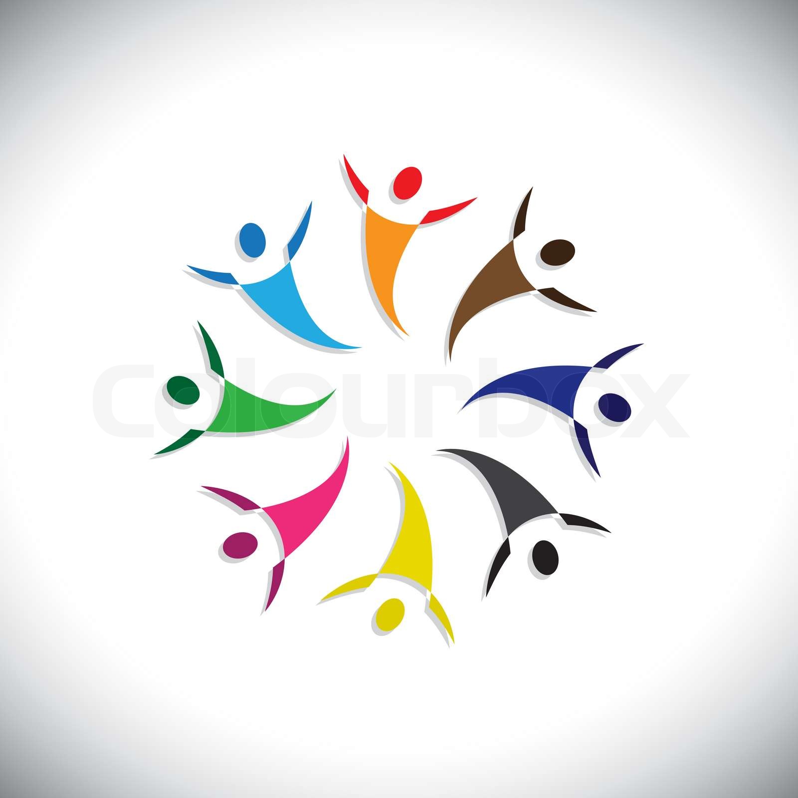 Concept vector graphic- colorful happy joyful people iconssymbols ...