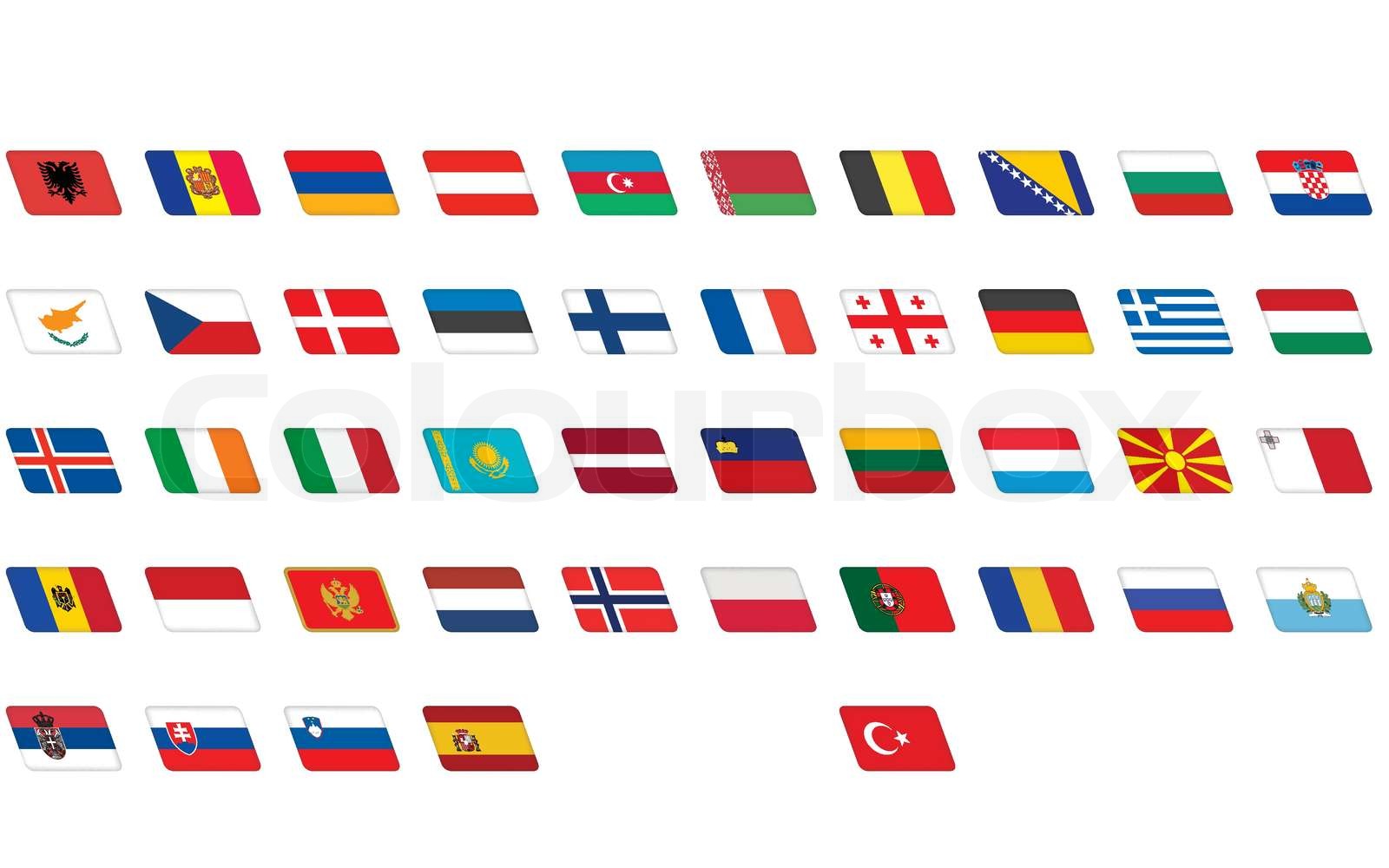 Reihe von Icons mit Europäische Flaggen | Stock-Vektor | Colourbox