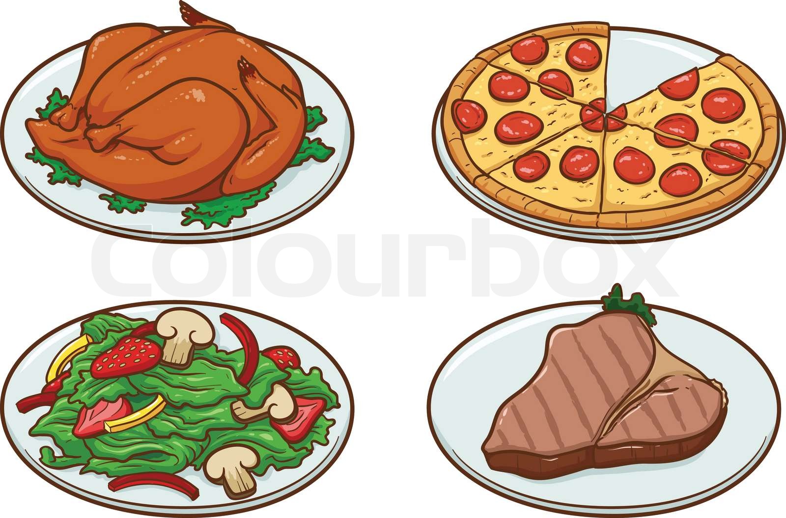 Vector illustration of four meals | Stock vector | Colourbox