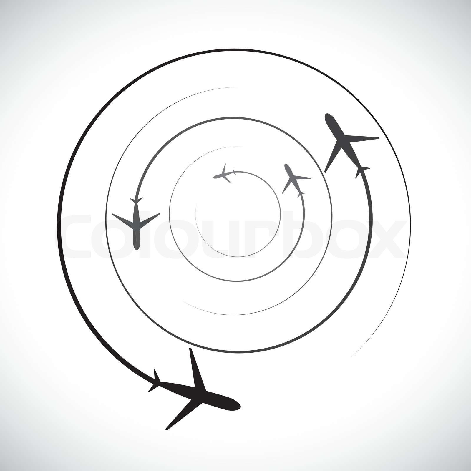 Concept vektor grafik - fly ikoner med sin flyvende vej | Stock vektor ...
