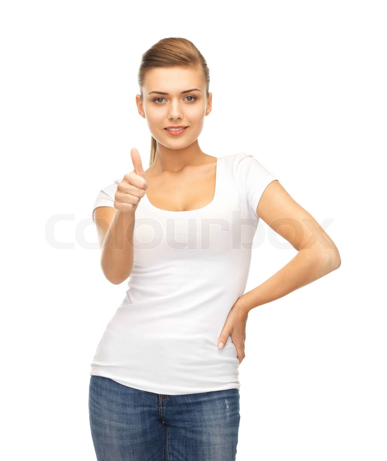 Frau zeigt Daumen hoch | Stock Bild | Colourbox