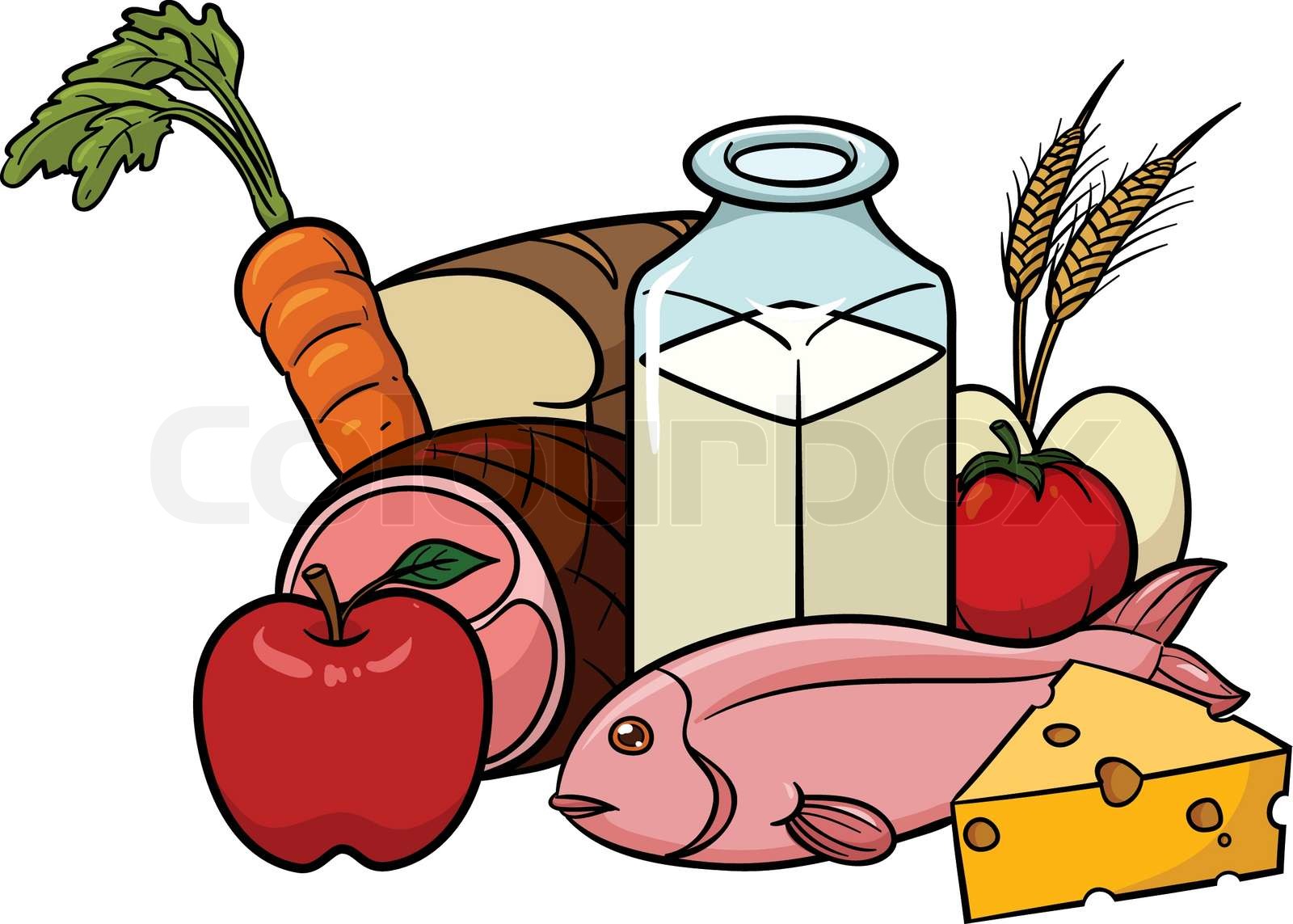 Vector illustration of balanced food | Stock vector | Colourbox
