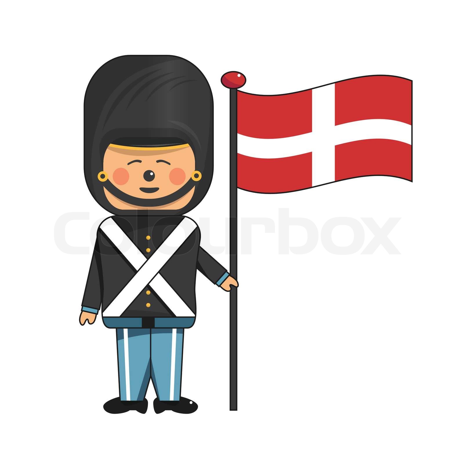 Dansk soldat med Dannebrog | Stock vektor | Colourbox