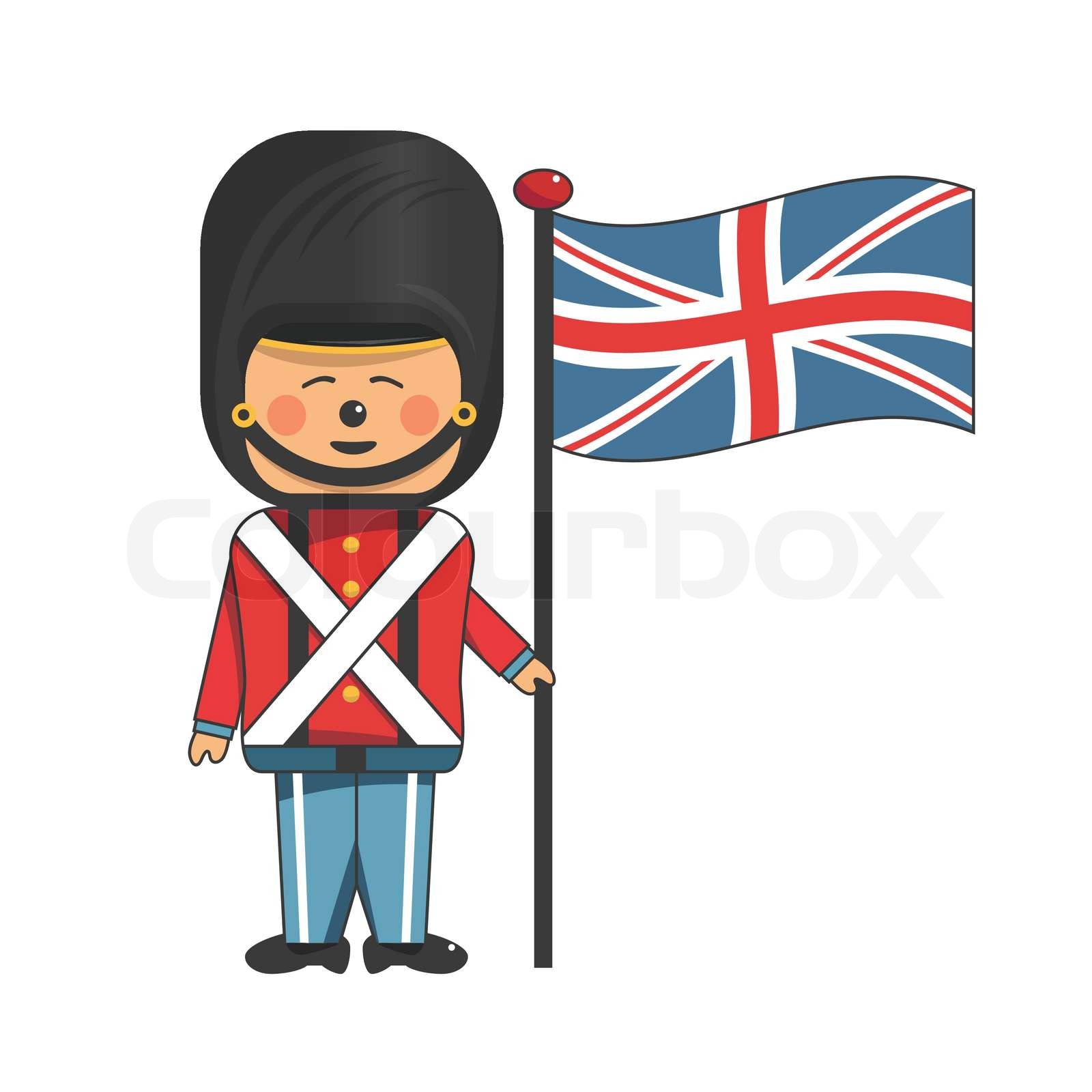 Soldier with the english flag | Stock vector | Colourbox