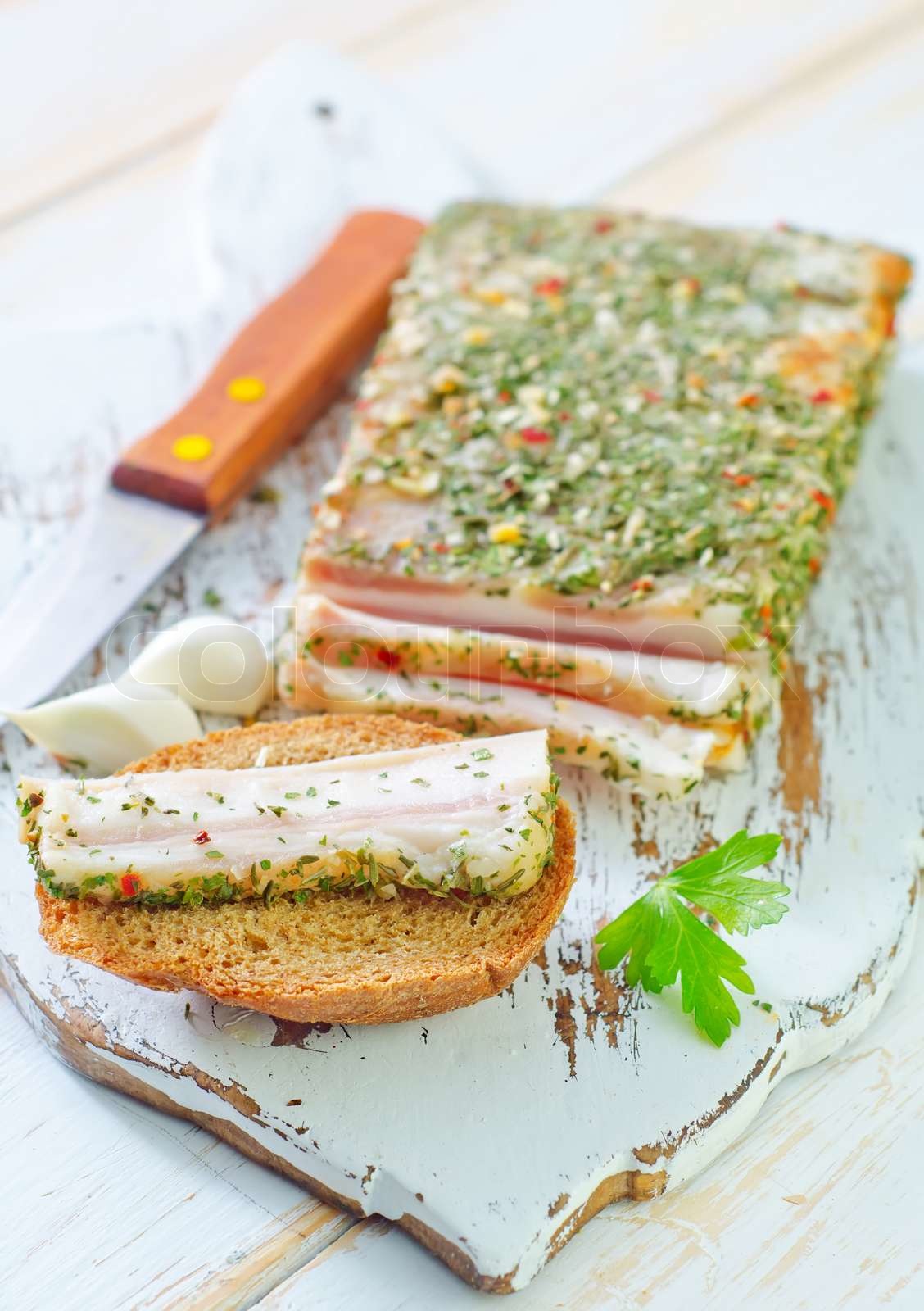 svinefedt med krydderi | Stock foto | Colourbox