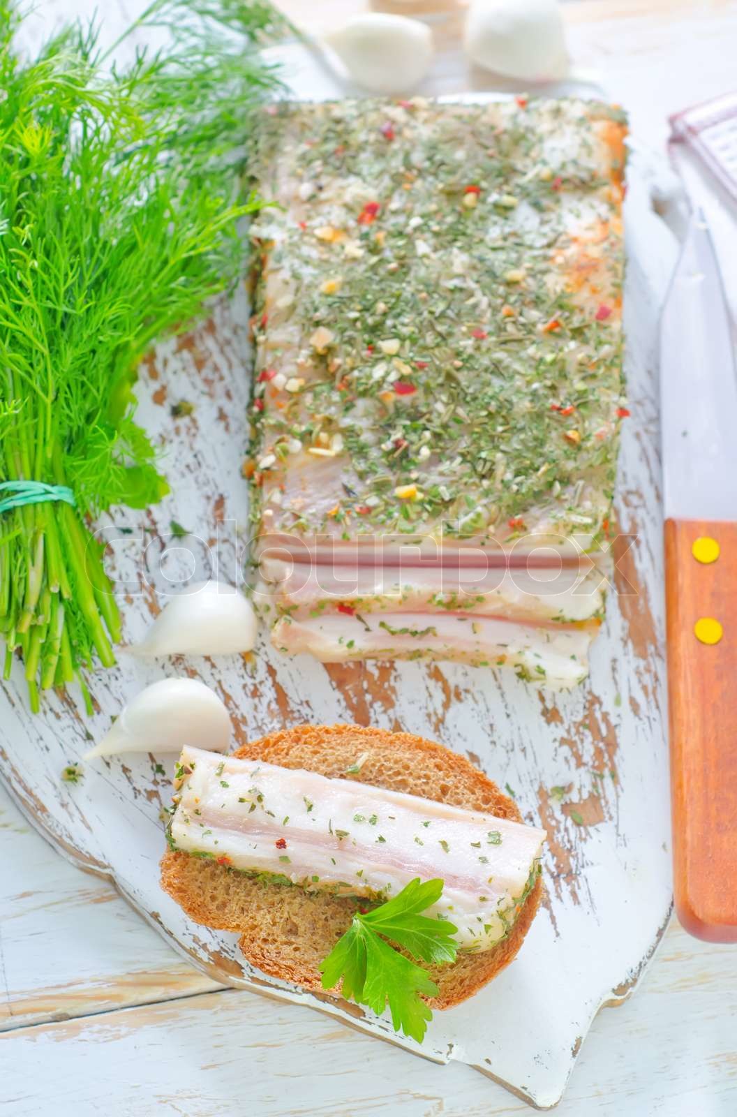 svinefedt med krydderi | Stock foto | Colourbox