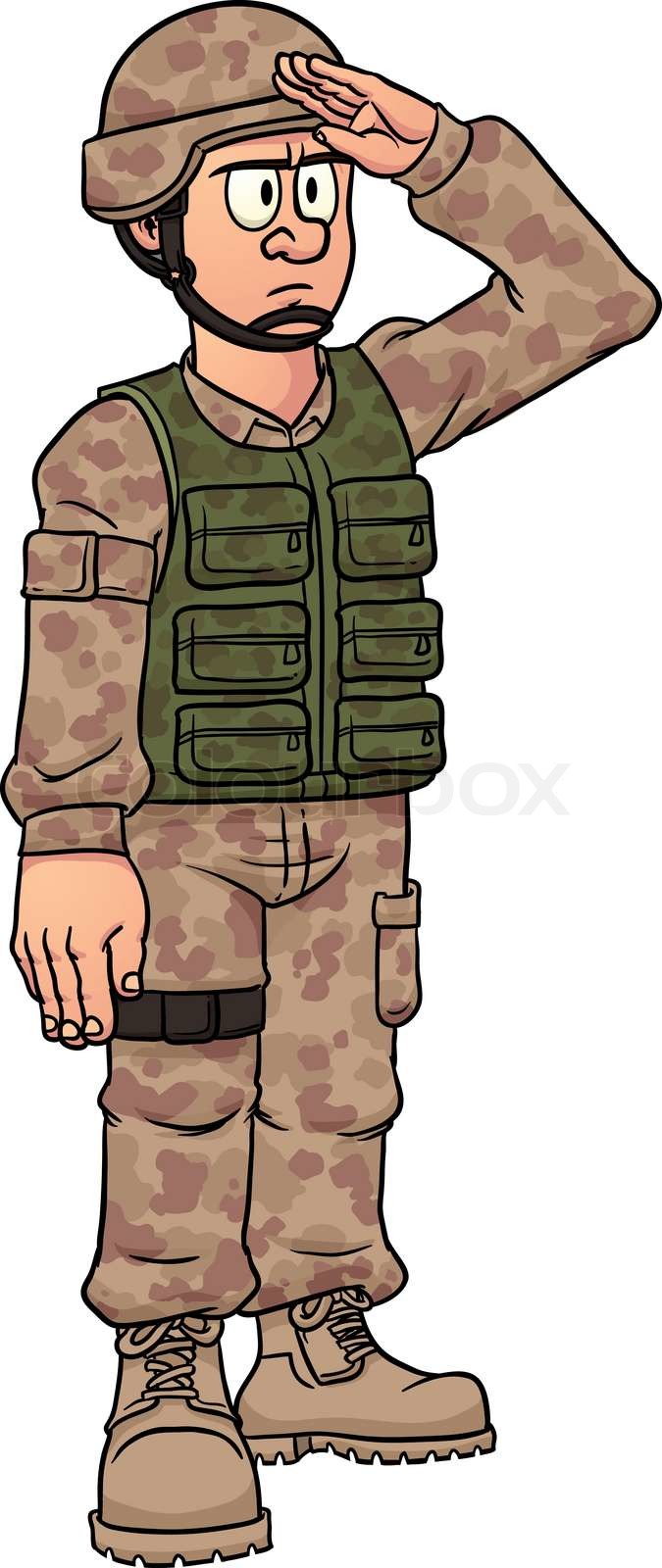 Cartoon soldier saluting | Stock vector | Colourbox