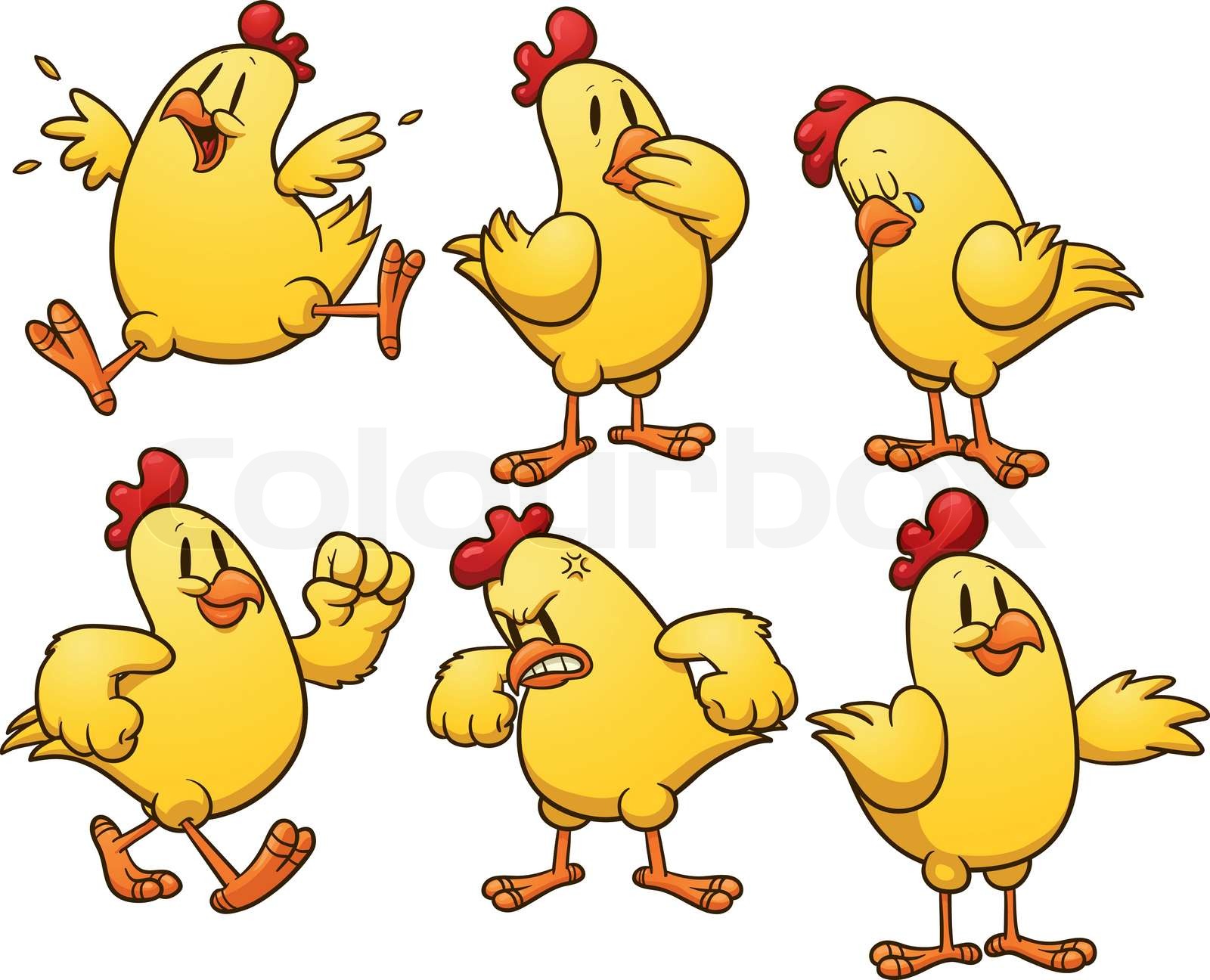 Cute cartoon yellow chicken | Stock vector | Colourbox