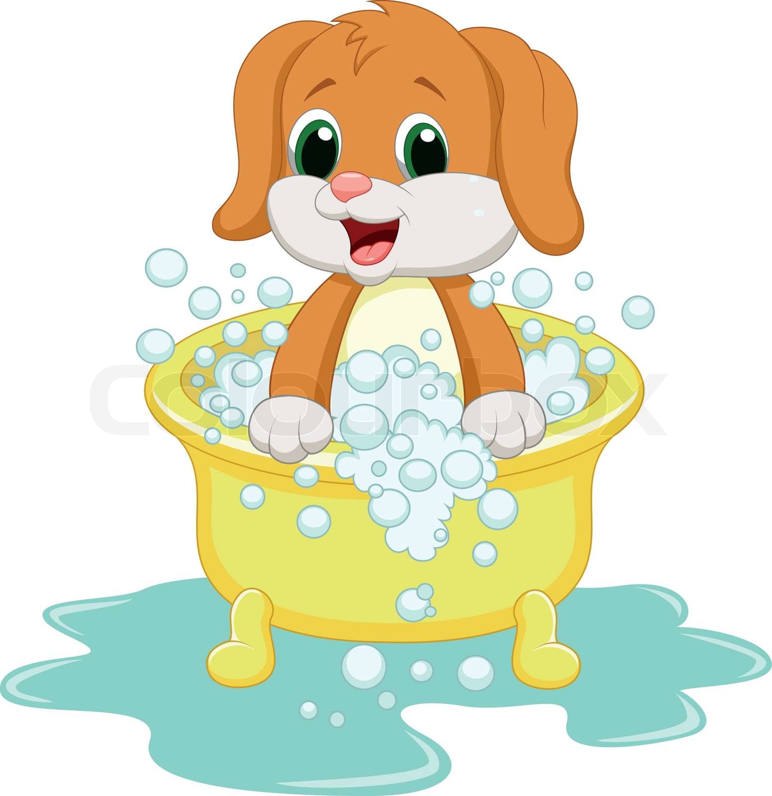 Dog cartoon bathing | Stock vector | Colourbox