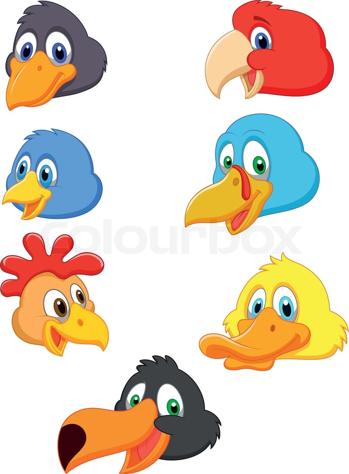 Bird head cartoon collection | Stock vector | Colourbox