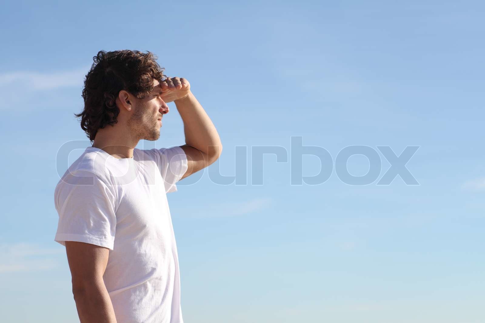 Man watching the sky | Stock image | Colourbox