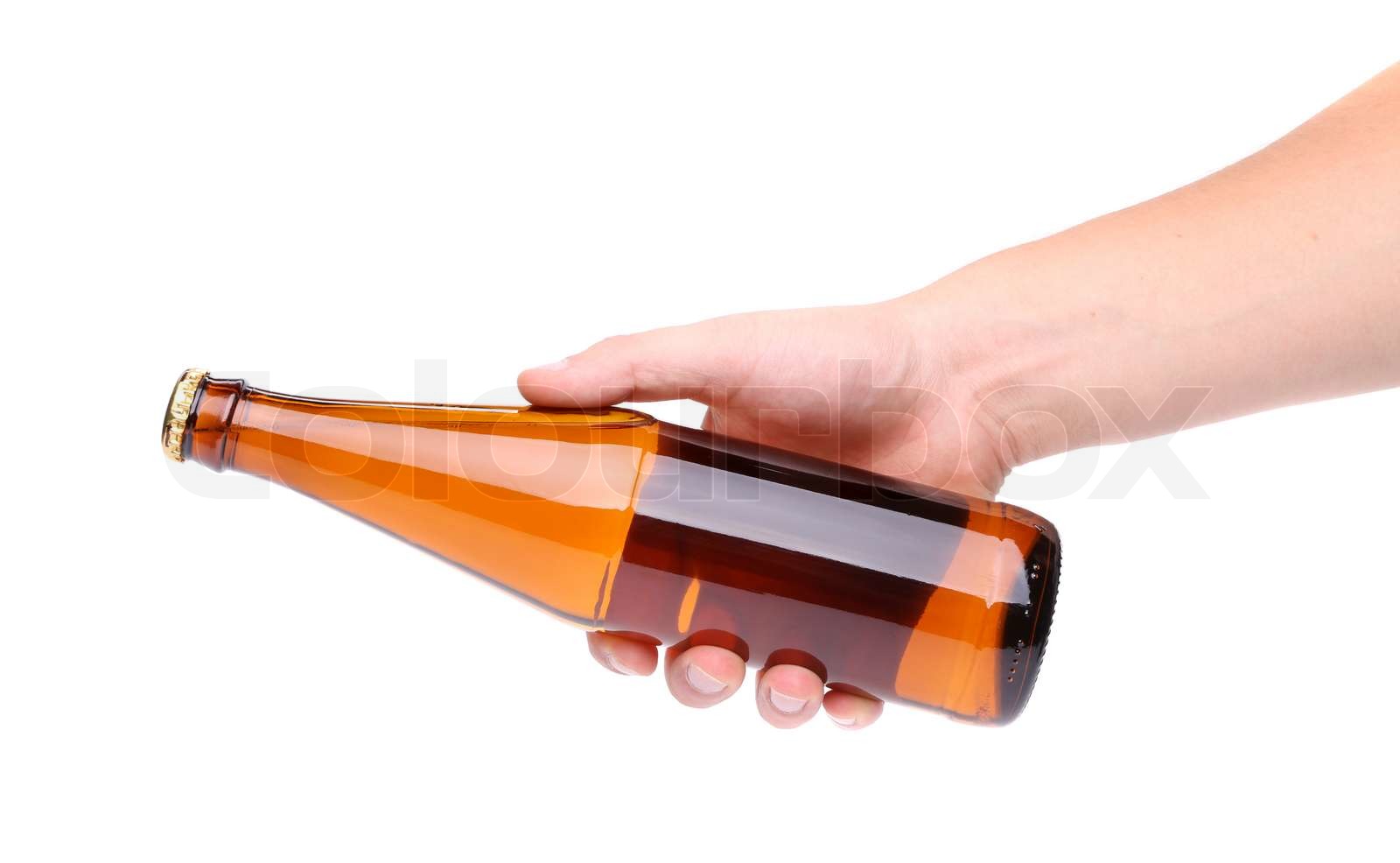 Eine Flasche Bier und Hand | Stock Bild | Colourbox