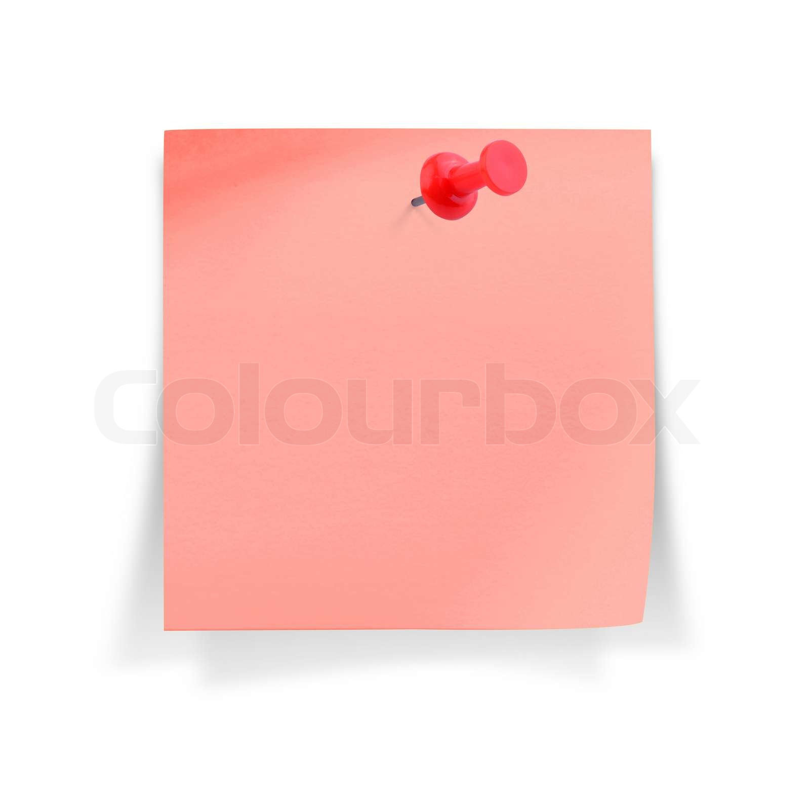 Blank red paper note with red pushpin | Stock image | Colourbox