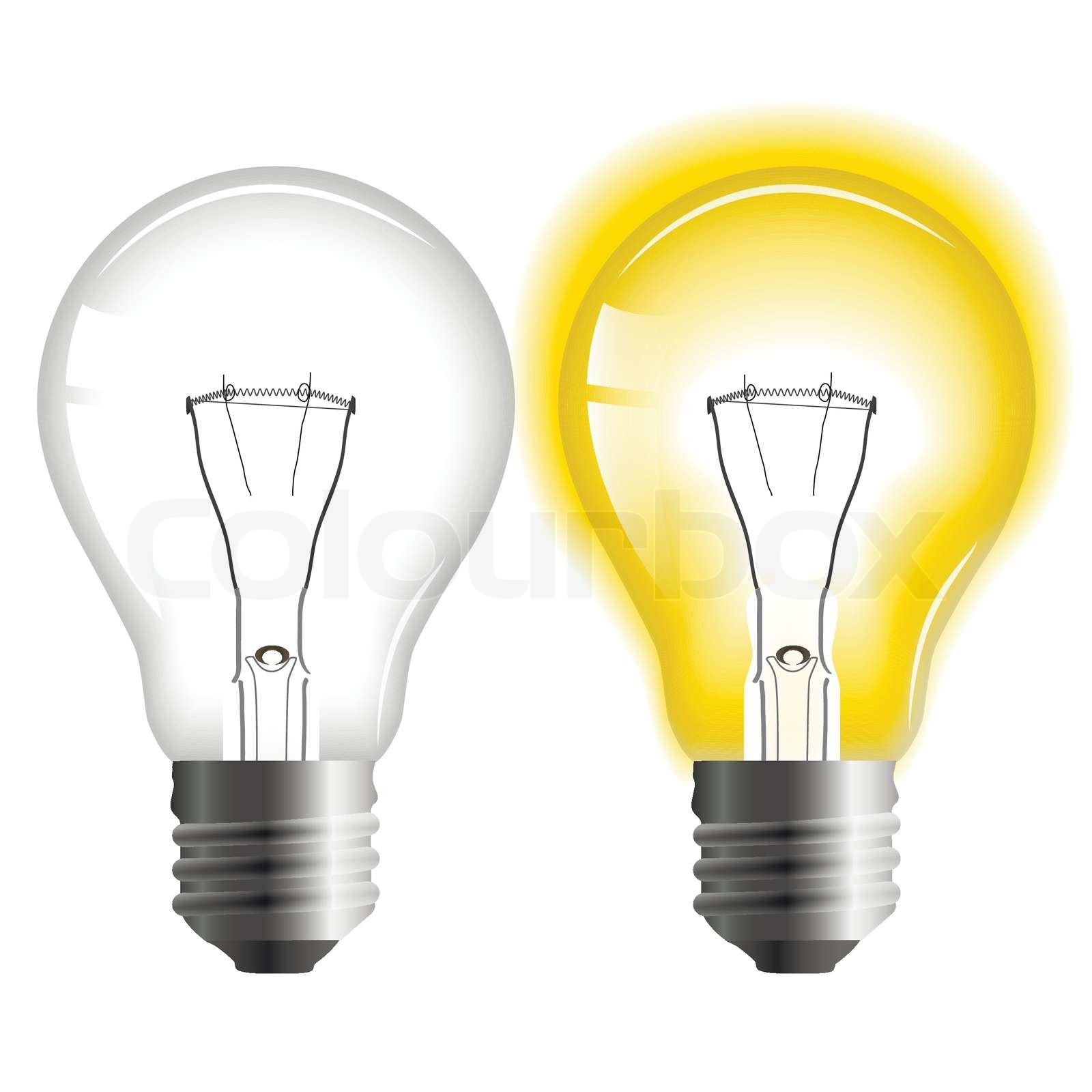 Glowing and turned off light bulb | Stock vector | Colourbox