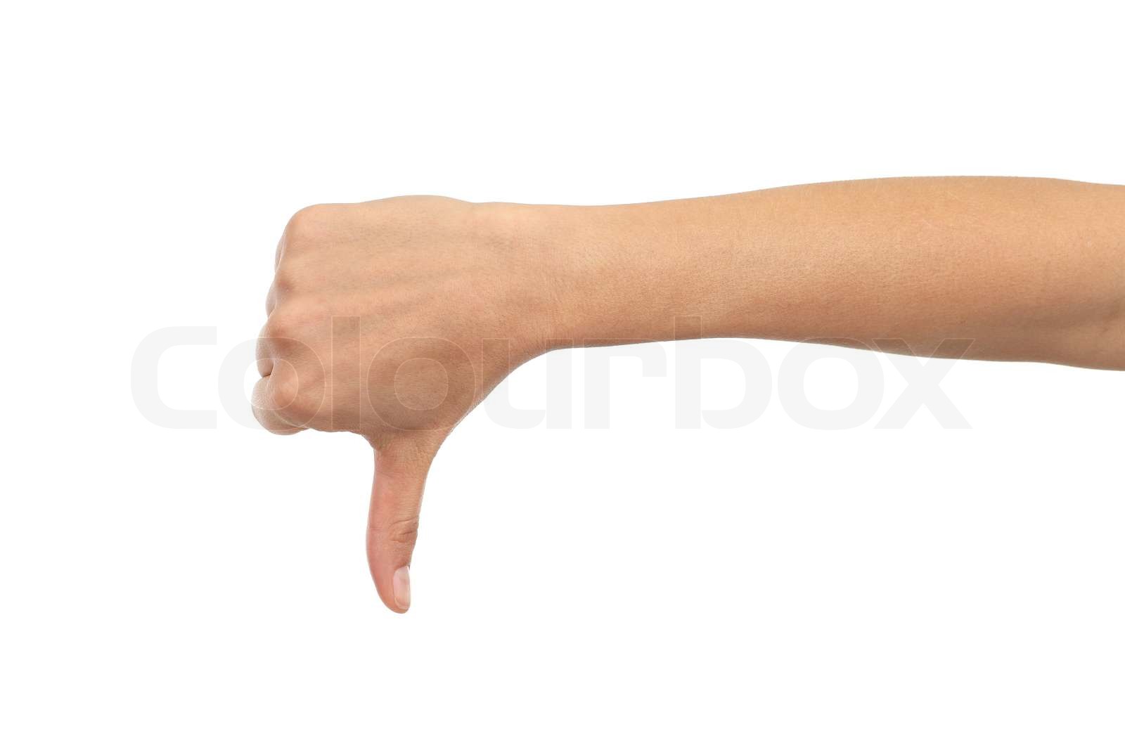 Frau Hand Daumen nach unten | Stock Bild | Colourbox