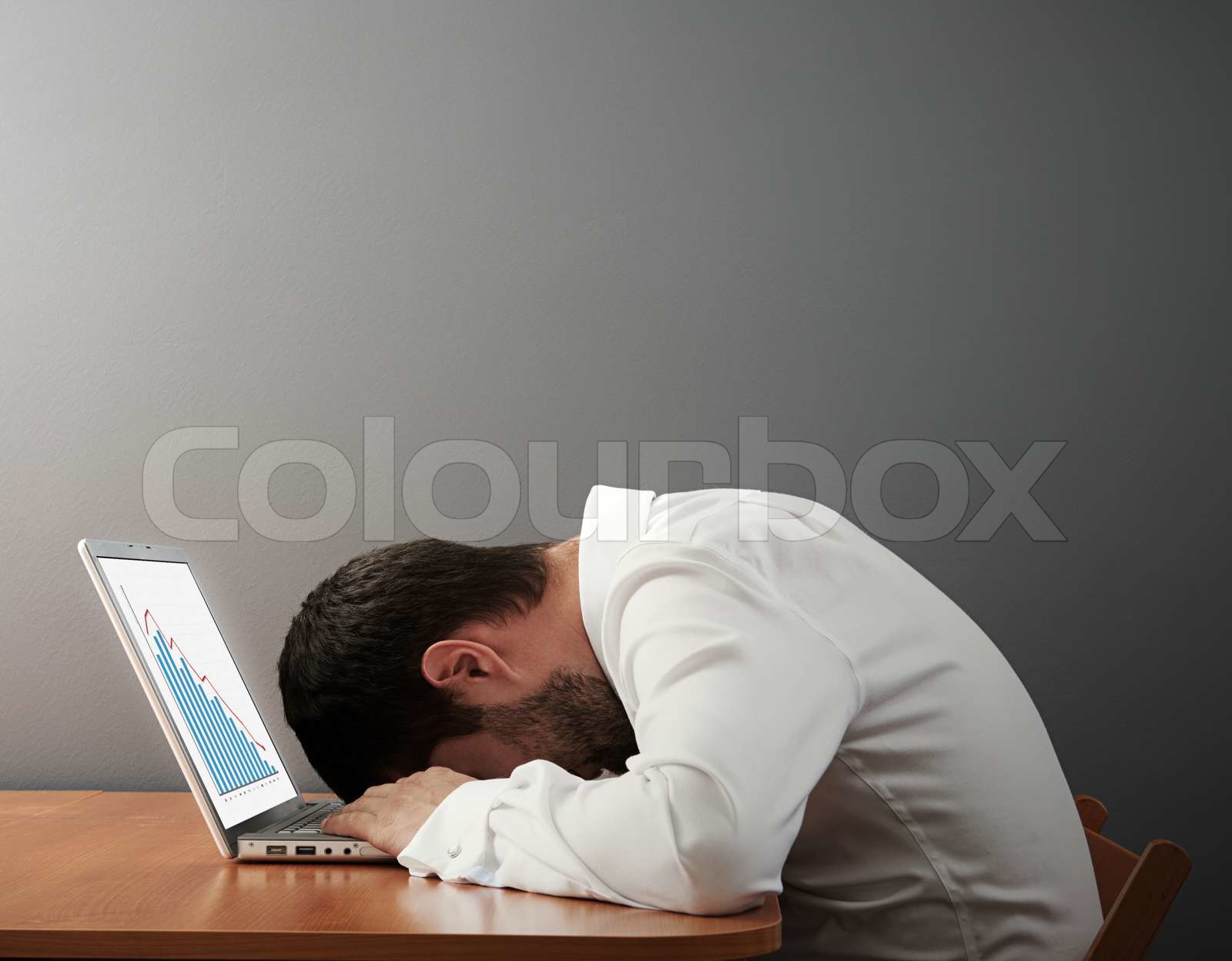man sleeping on the keyboard | Stock image | Colourbox