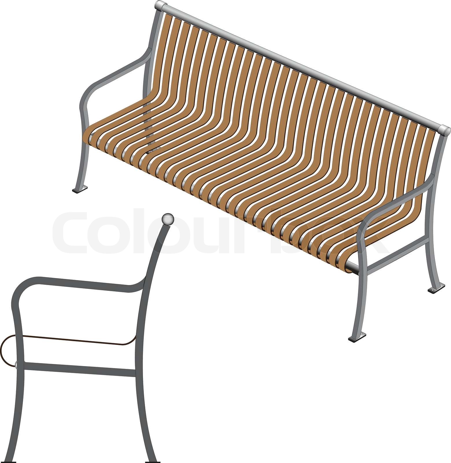wooden 3d bench | Stock vector | Colourbox