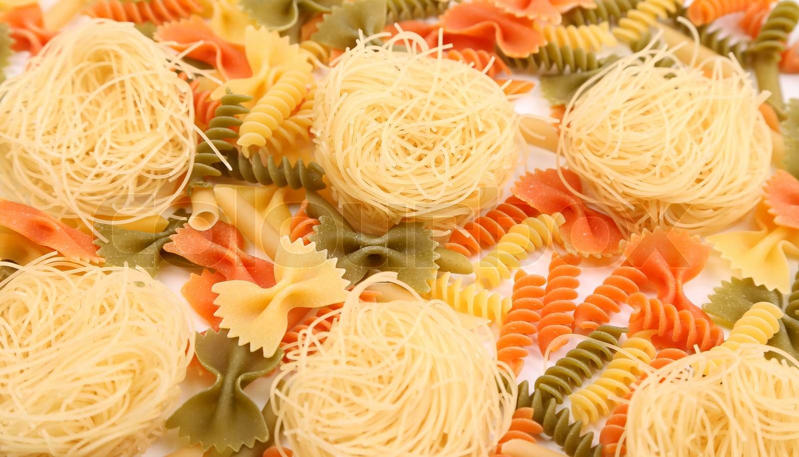 different pasta in three colors | Stock image | Colourbox