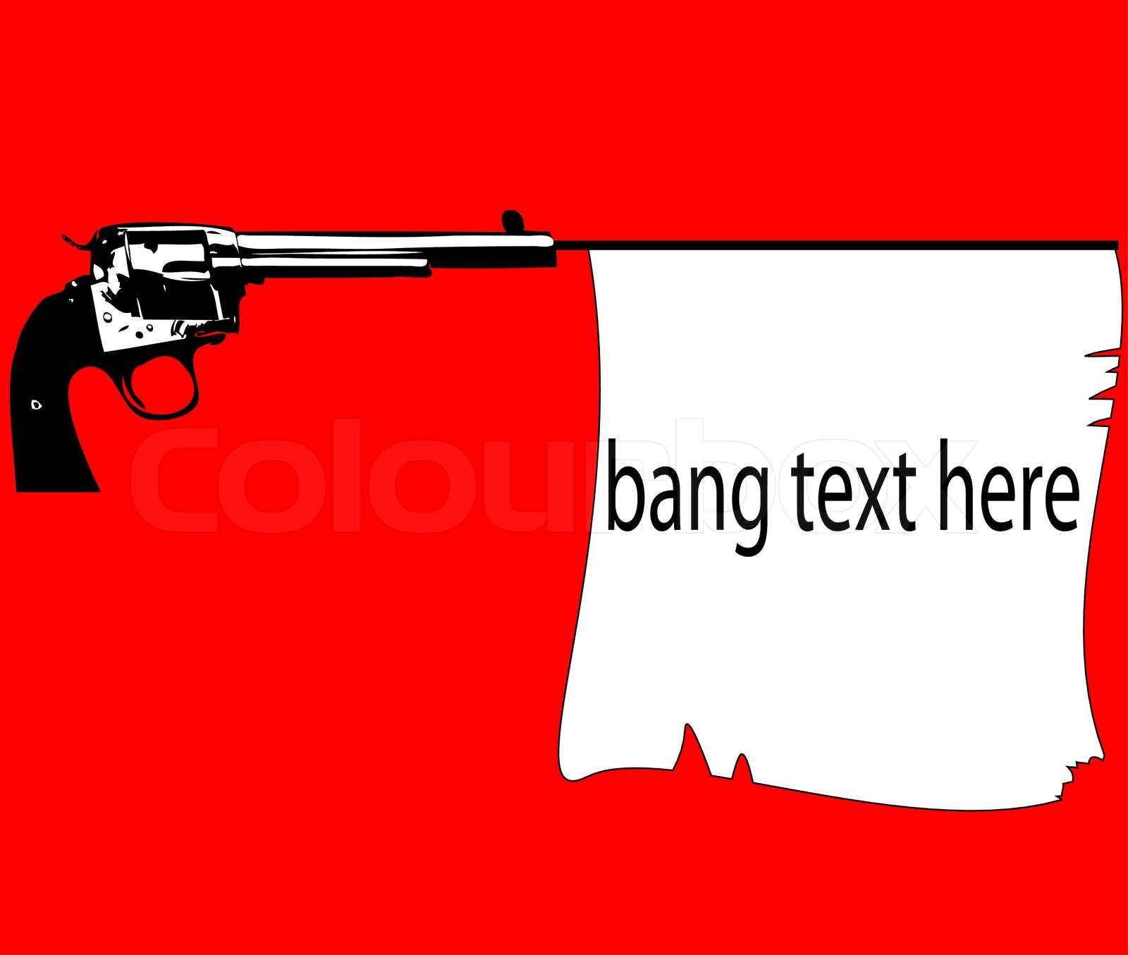 old pistol with flag gun with banner ribbon vector illustration | Stock ...