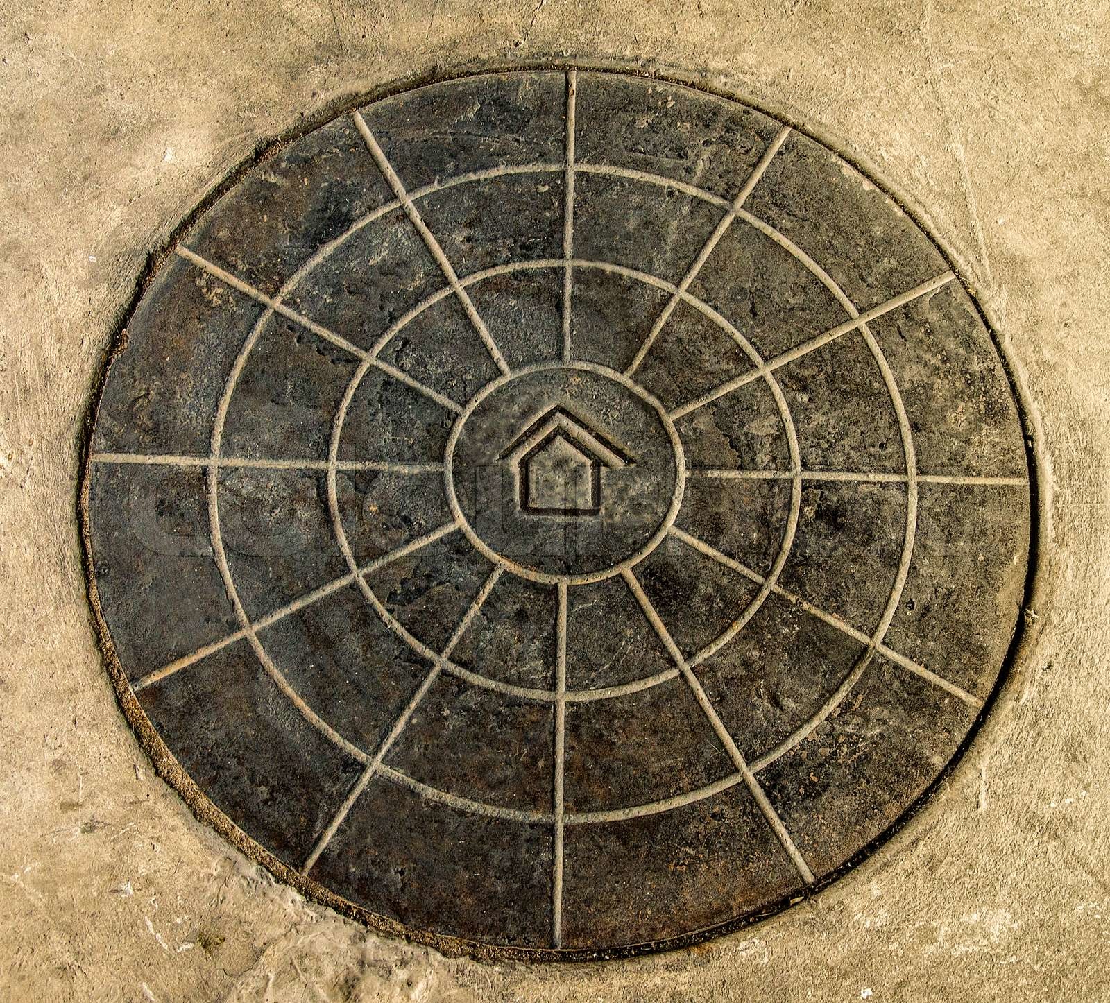 Rusty circle steel of logo home | Stock image | Colourbox