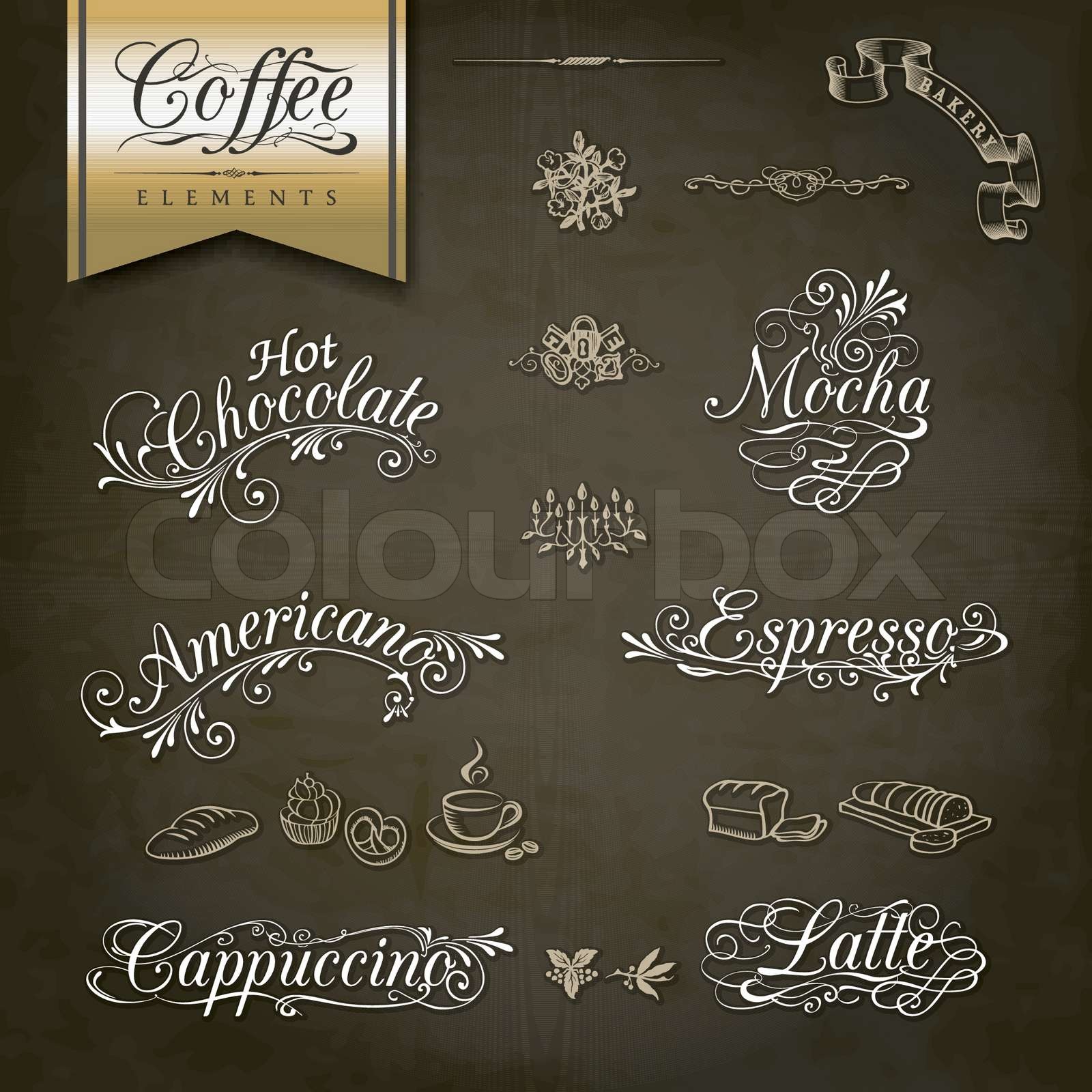 Calligraphic titles and symbols for Coffee menu and design | Stock ...