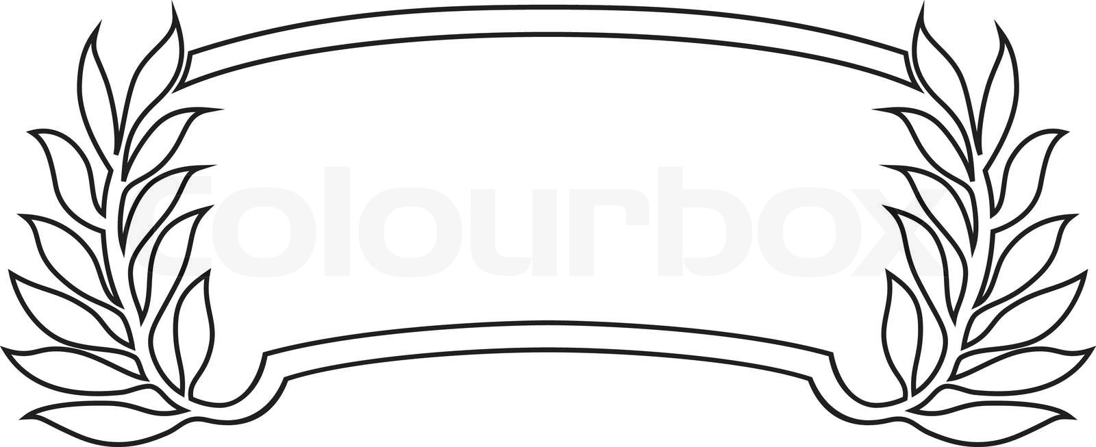 banner frame with laurel, black isolated | Stock vector | Colourbox