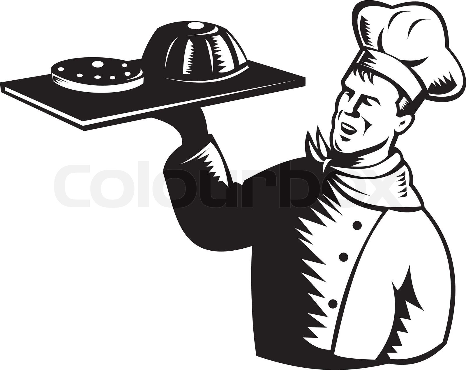 chef cook baker holding serving pastry bakery products | Stock vector ...