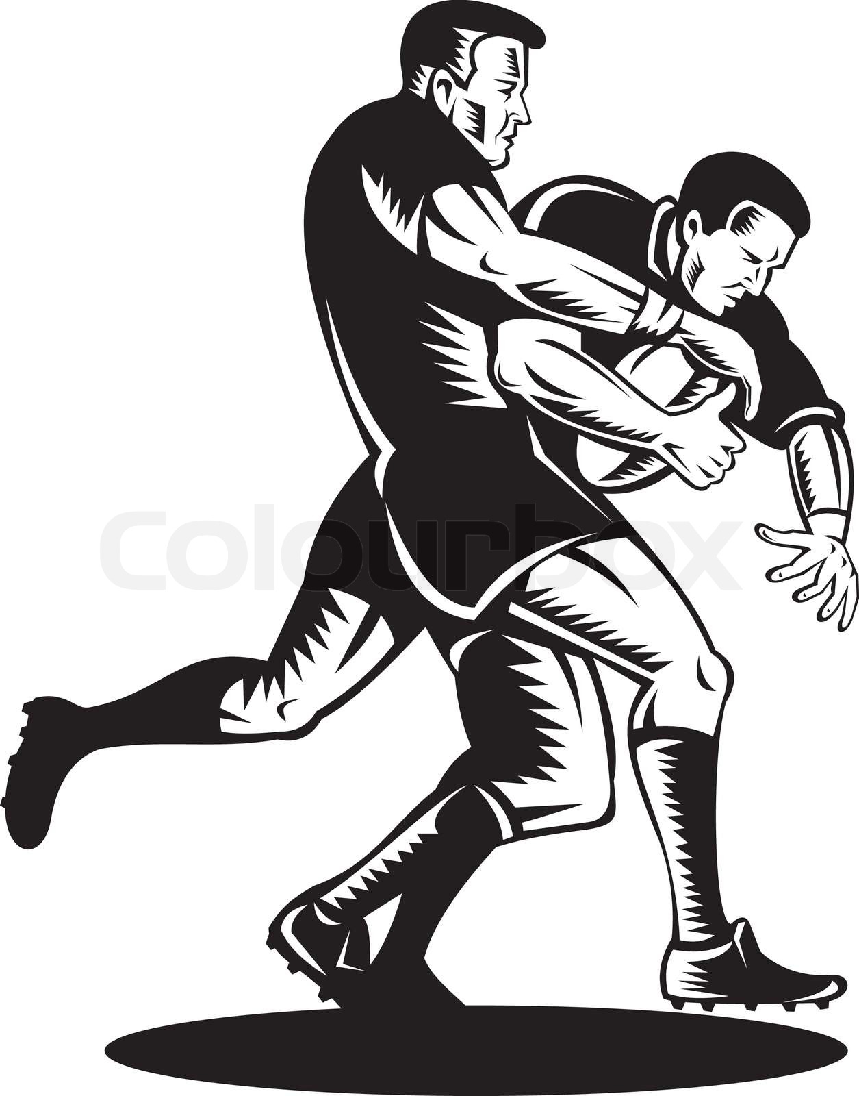 rugby player tackle the ball | Stock vector | Colourbox
