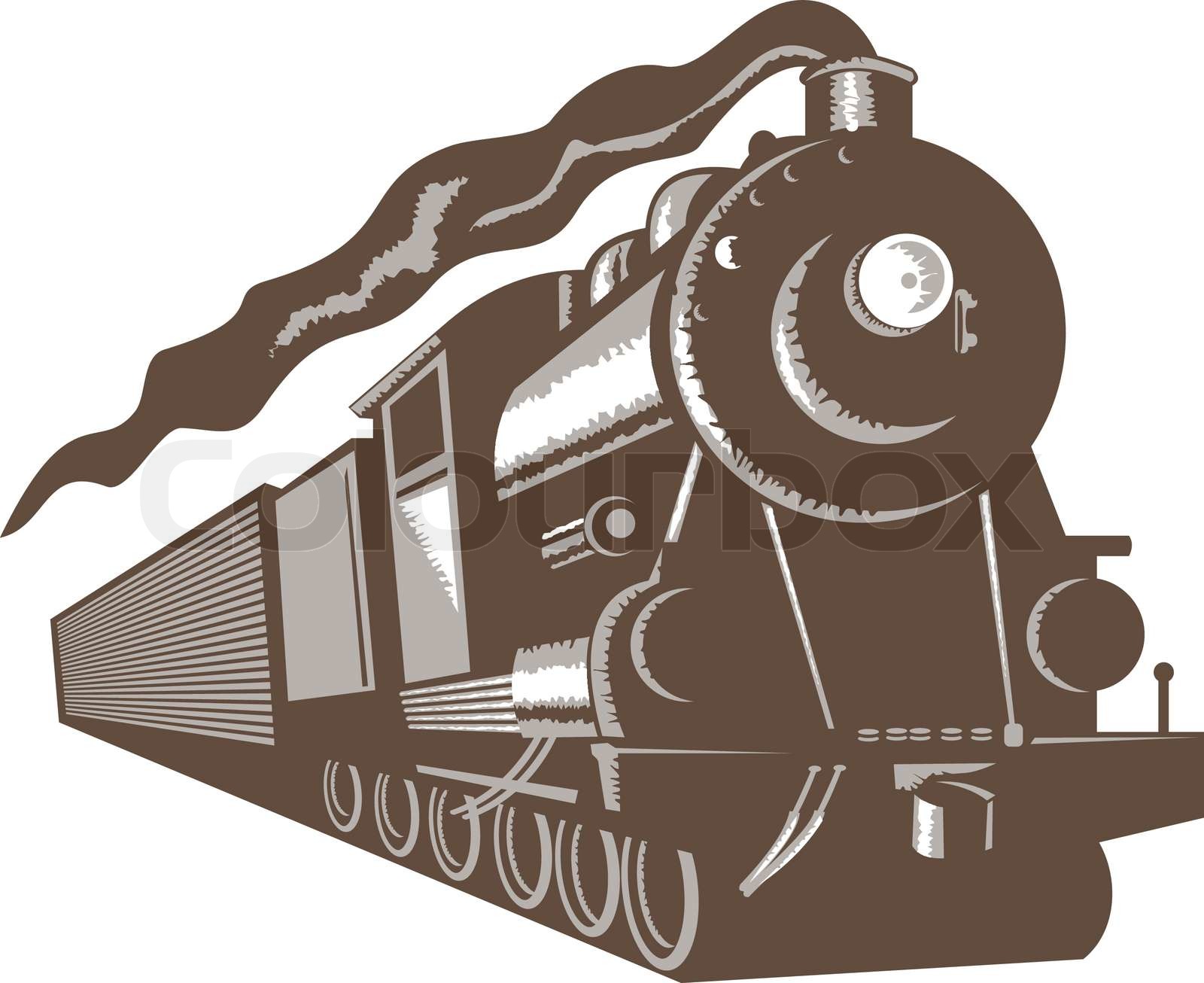 vintage steam train locomotive | Stock vector | Colourbox