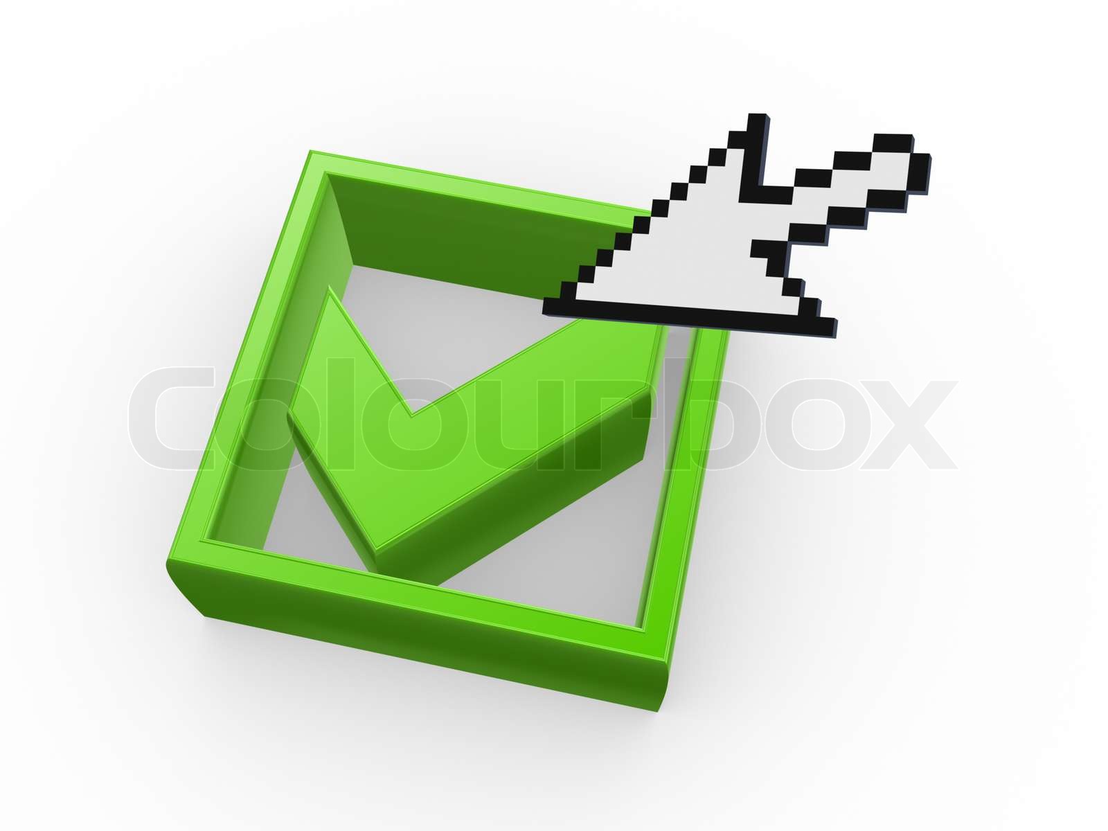Arrow and green tick mark | Stock image | Colourbox
