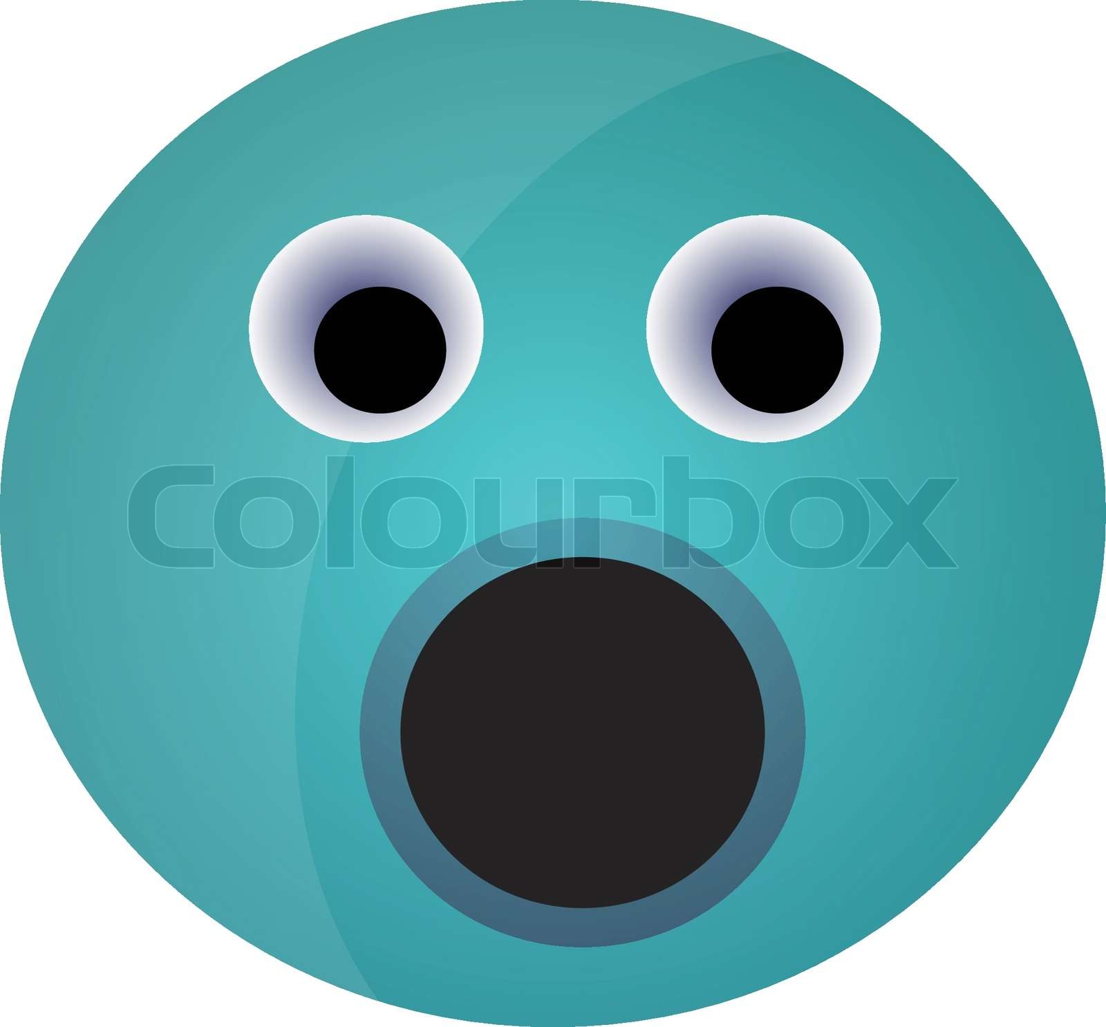 Scared funny cyan smiley | Stock vector | Colourbox
