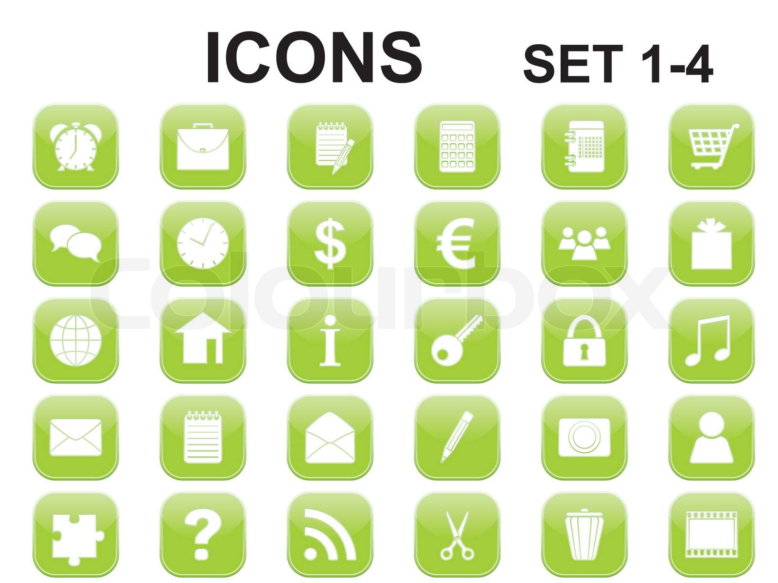 Set von grünen Quadrat -Icons mit abgerundeten Ecken | Stock-Vektor ...