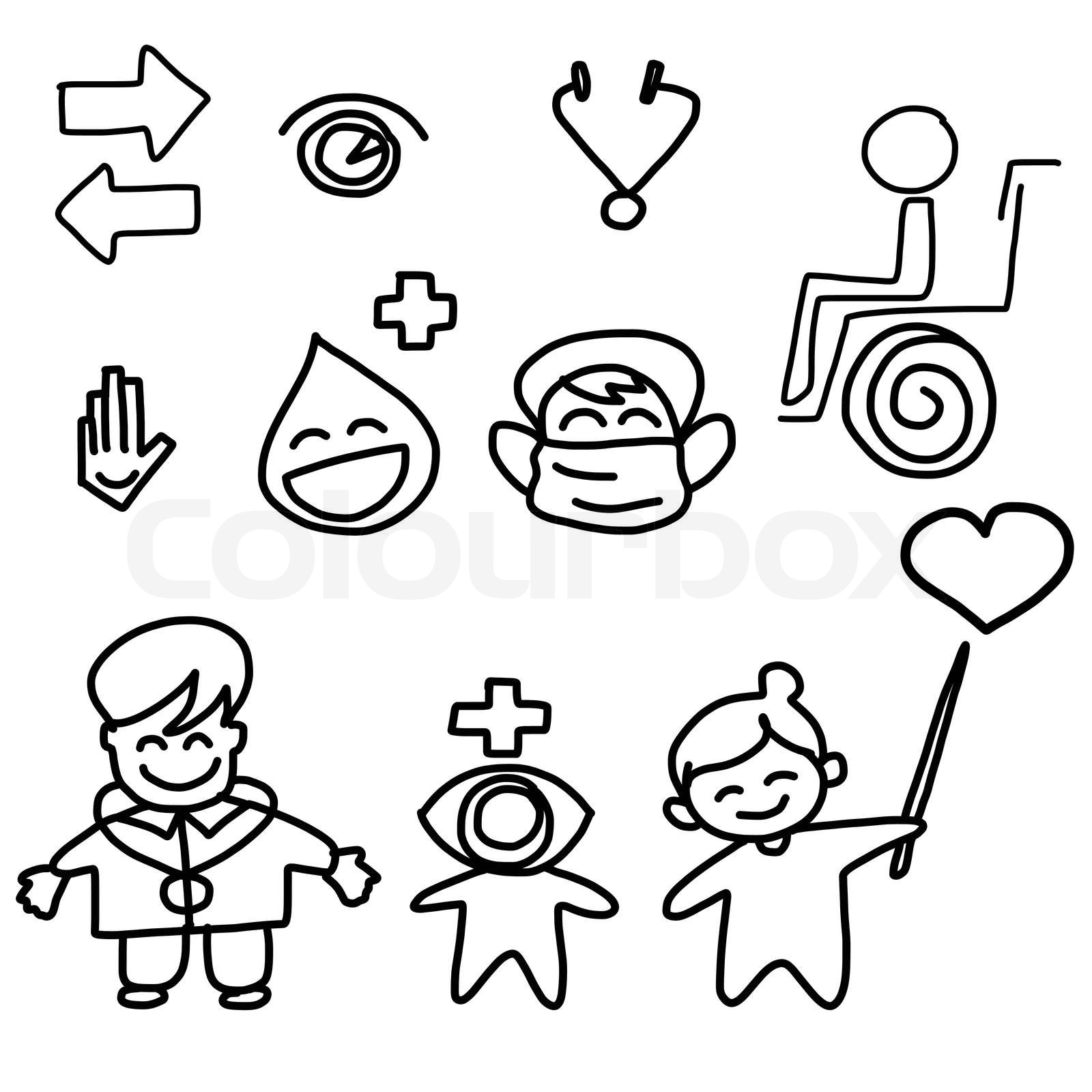 hand drawing cartoon medical | Stock vector | Colourbox