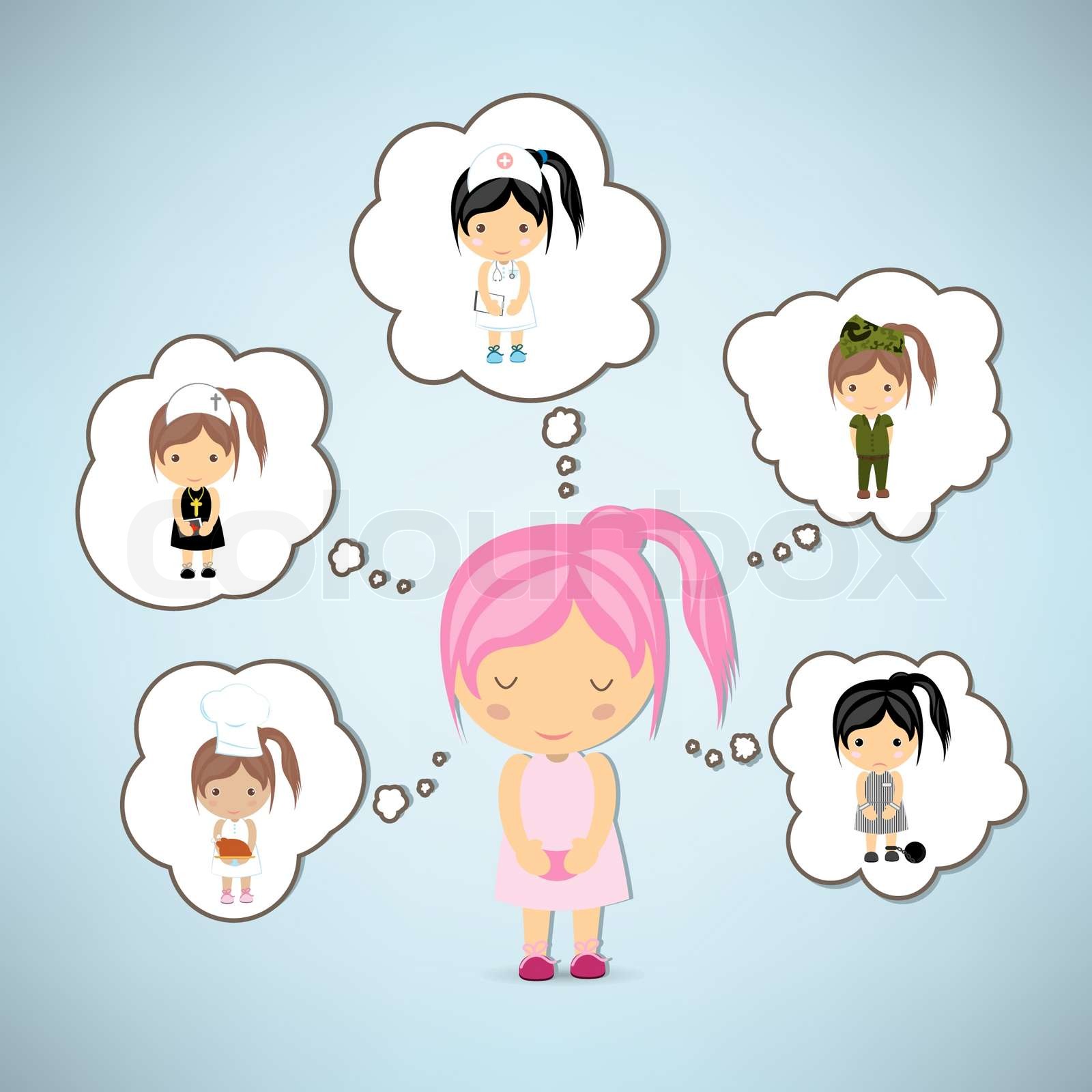 Dream girl cartoon vector Vector | Stock vector | Colourbox