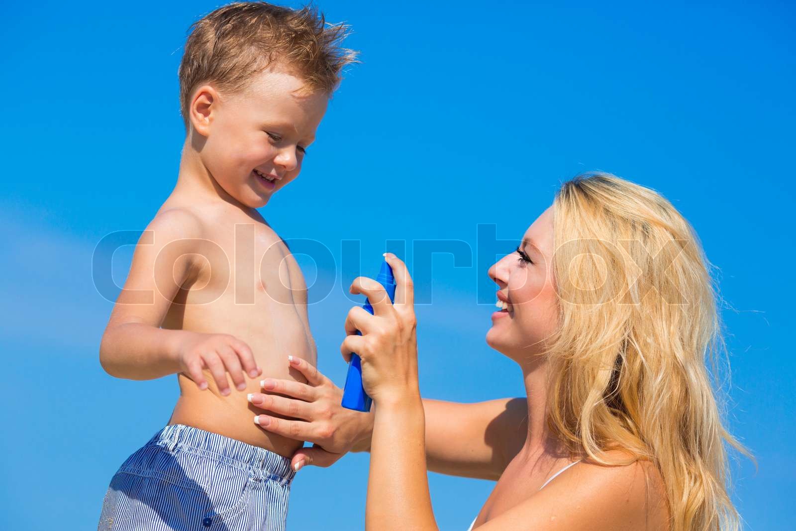 Mother And Son On The Beach Stock Image Colourbox