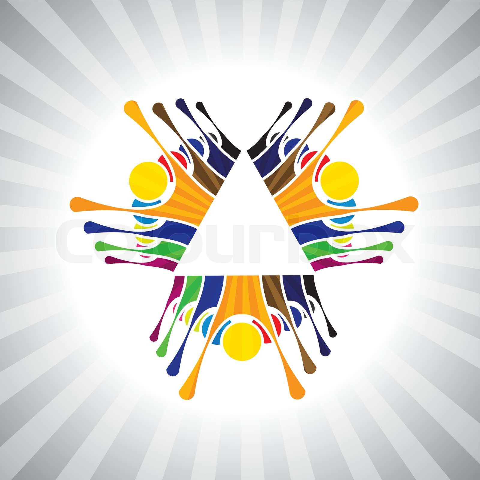 employee team & teamwork or kids having fun together- simple vector ...