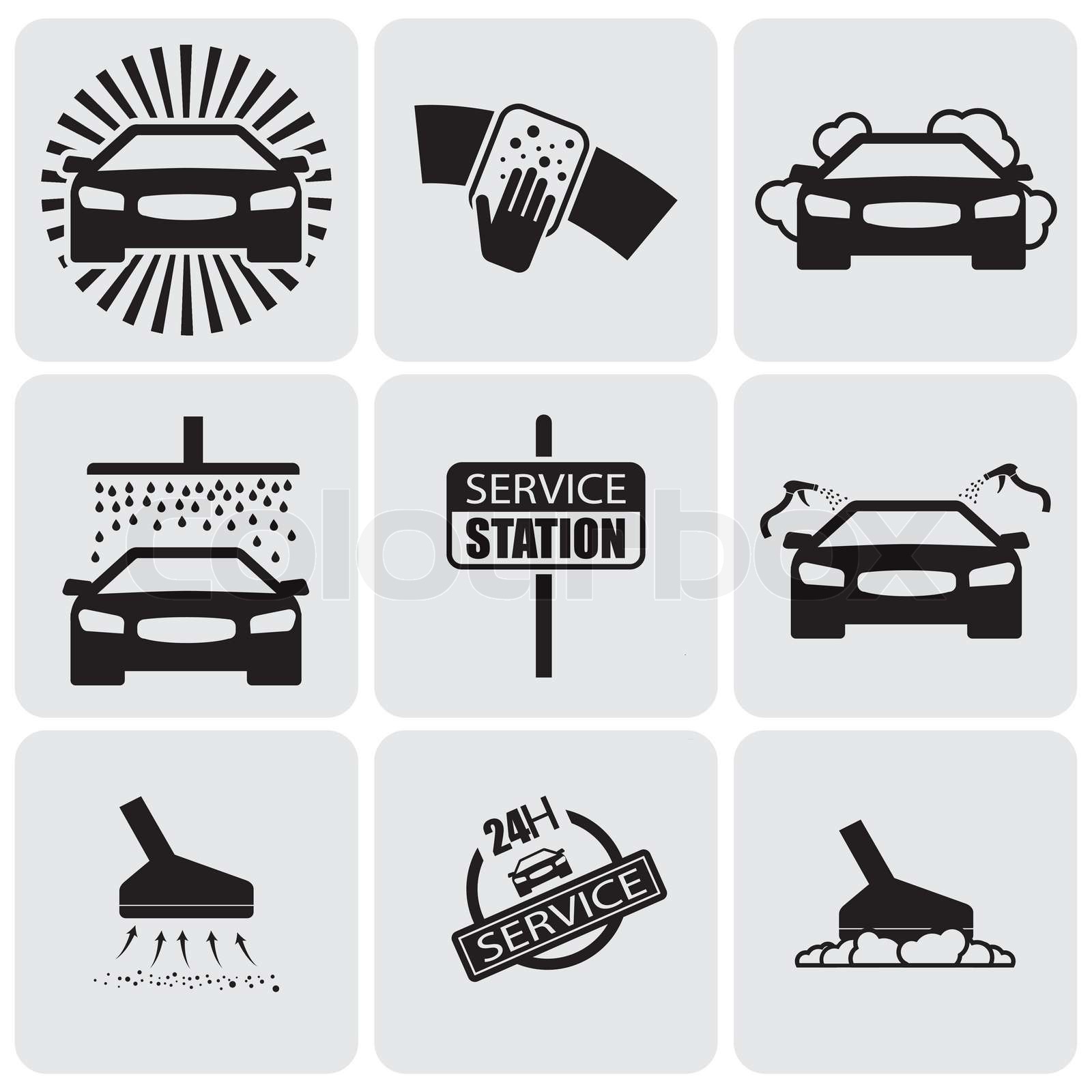 car wash iconssigns set of cleaning car- vector graphic | Stock vector ...