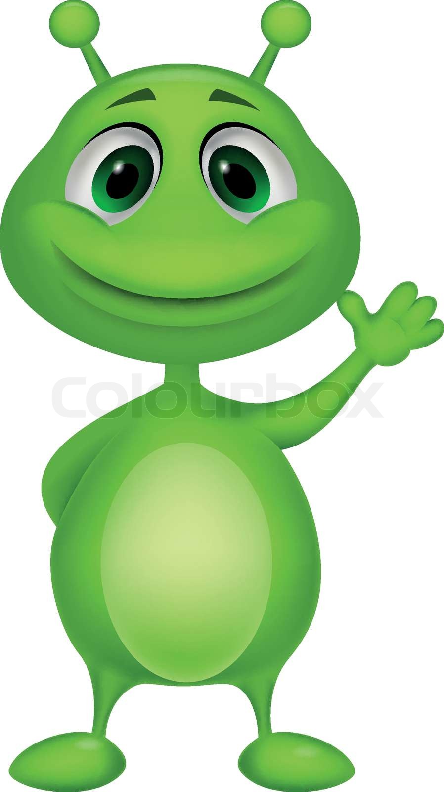 Cute green alien cartoon | Stock vector | Colourbox