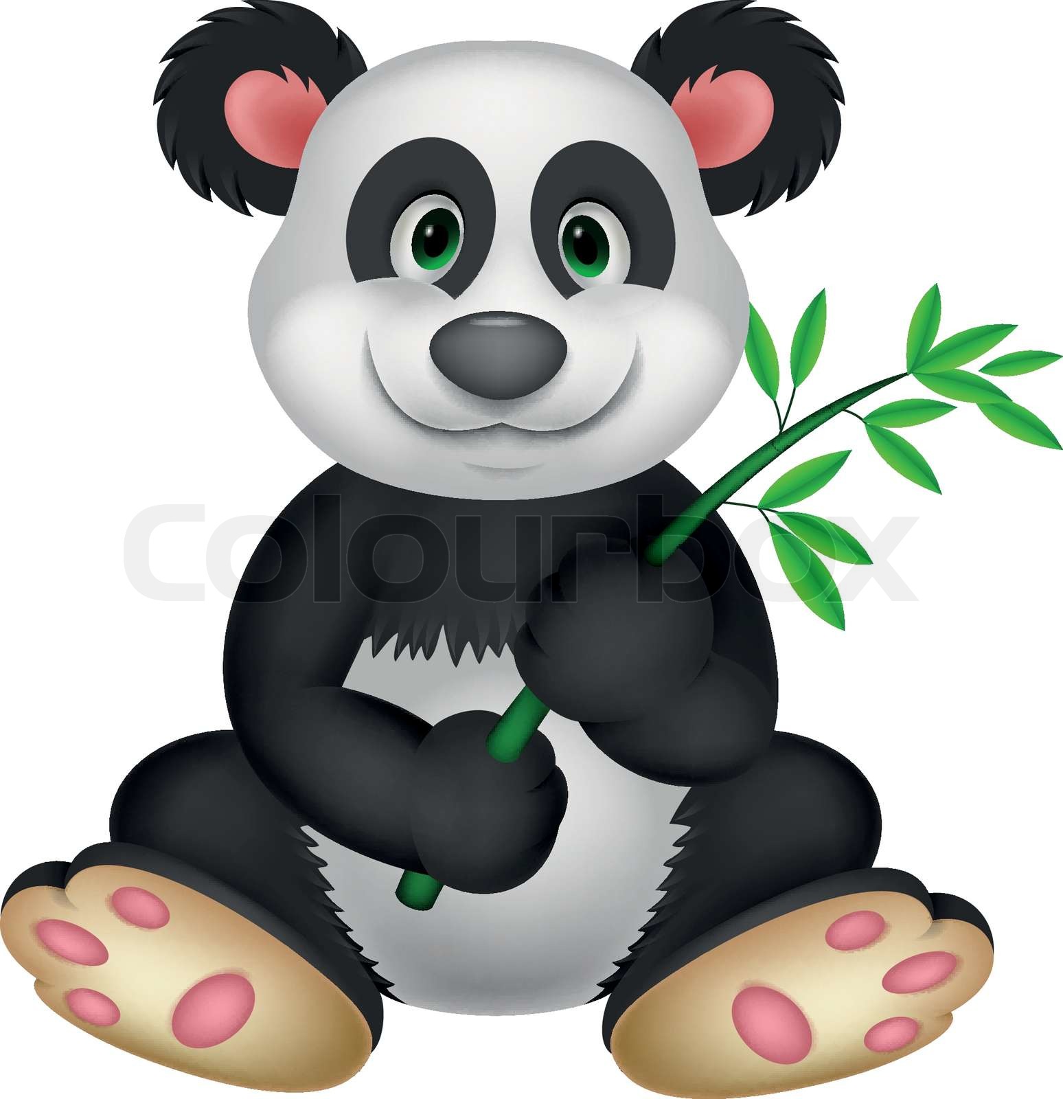 Giant Panda cartoon eating bamboo | Stock vector | Colourbox