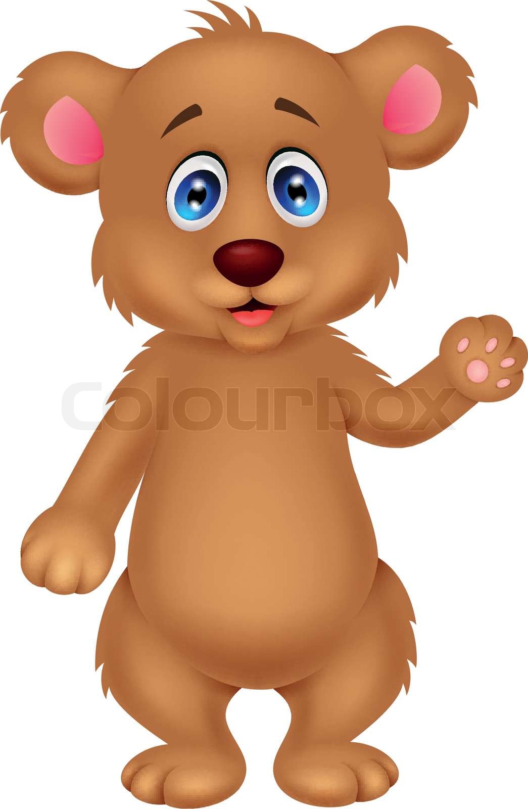 Cute baby bear cartoon waving hand | Stock vector | Colourbox