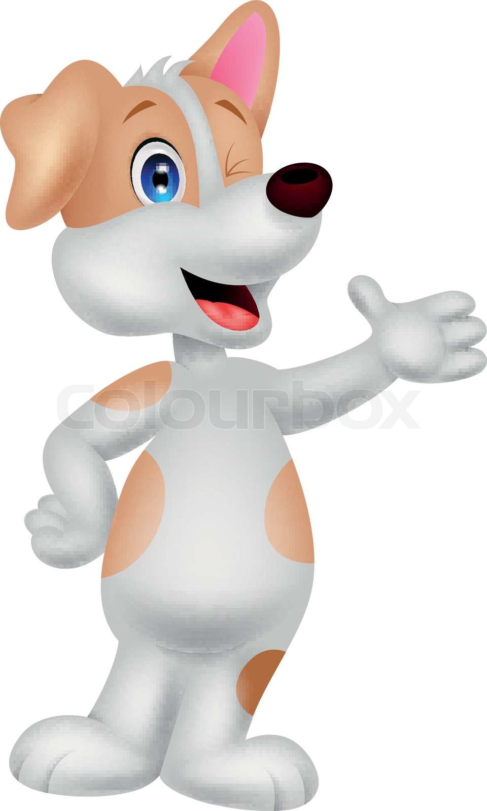 Cute dog cartoon waving hand | Stock vector | Colourbox
