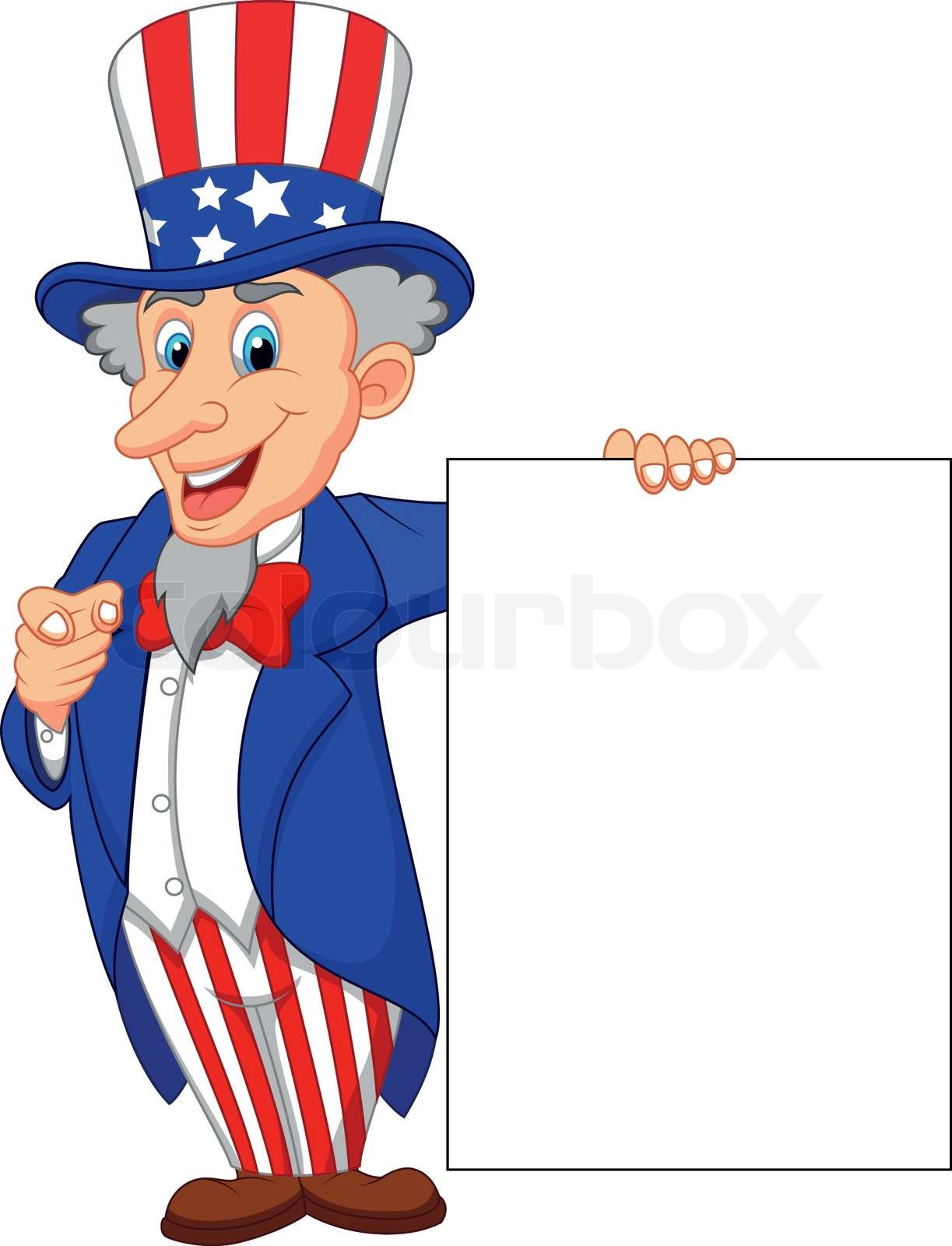 Uncle sam cartoon with blank sign | Stock vector | Colourbox
