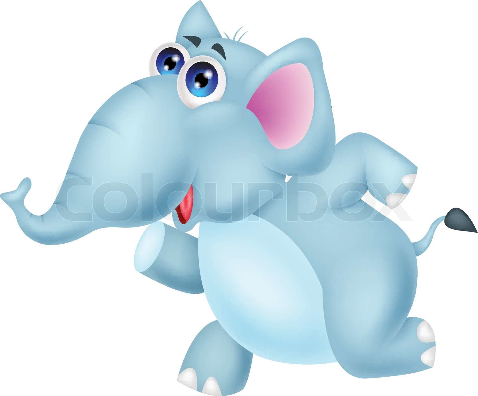 Cute elephant cartoon running | Stock vector | Colourbox