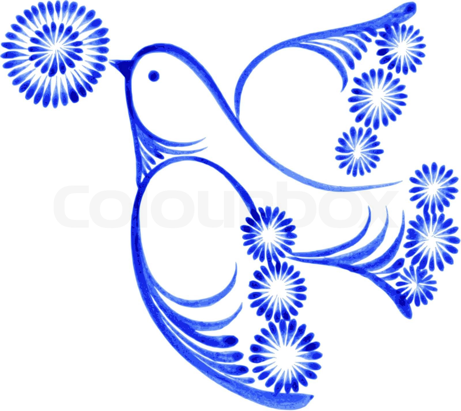 flying bird with flower | Stock vector | Colourbox